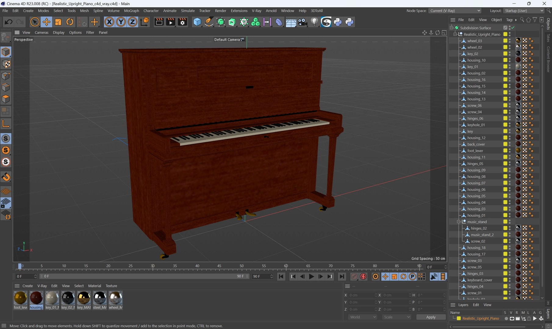 Realistic Upright Piano 3D Model - TurboSquid 2385087