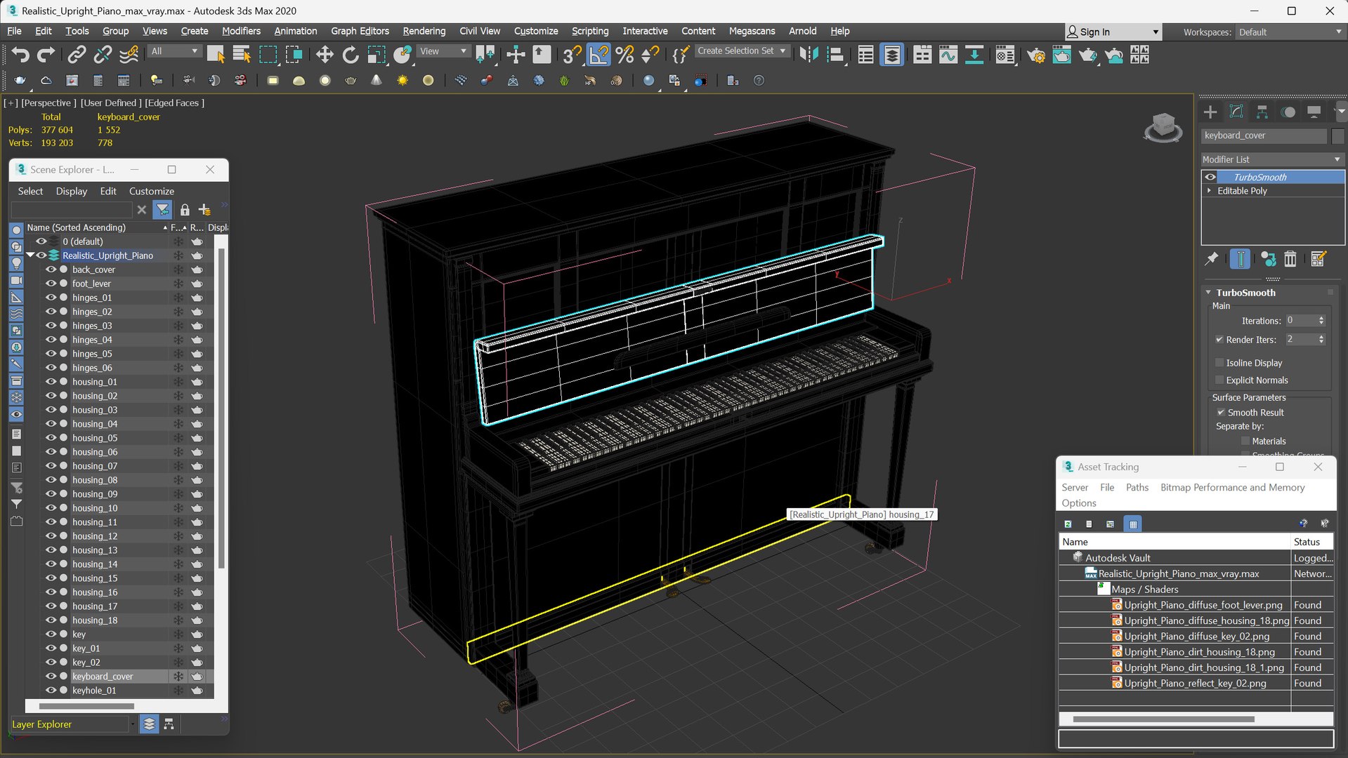 Realistic Upright Piano 3D Model - TurboSquid 2385087