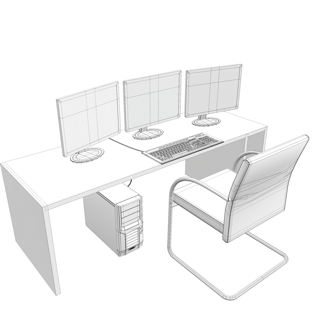 3D Computer Table Set - TurboSquid 2172783