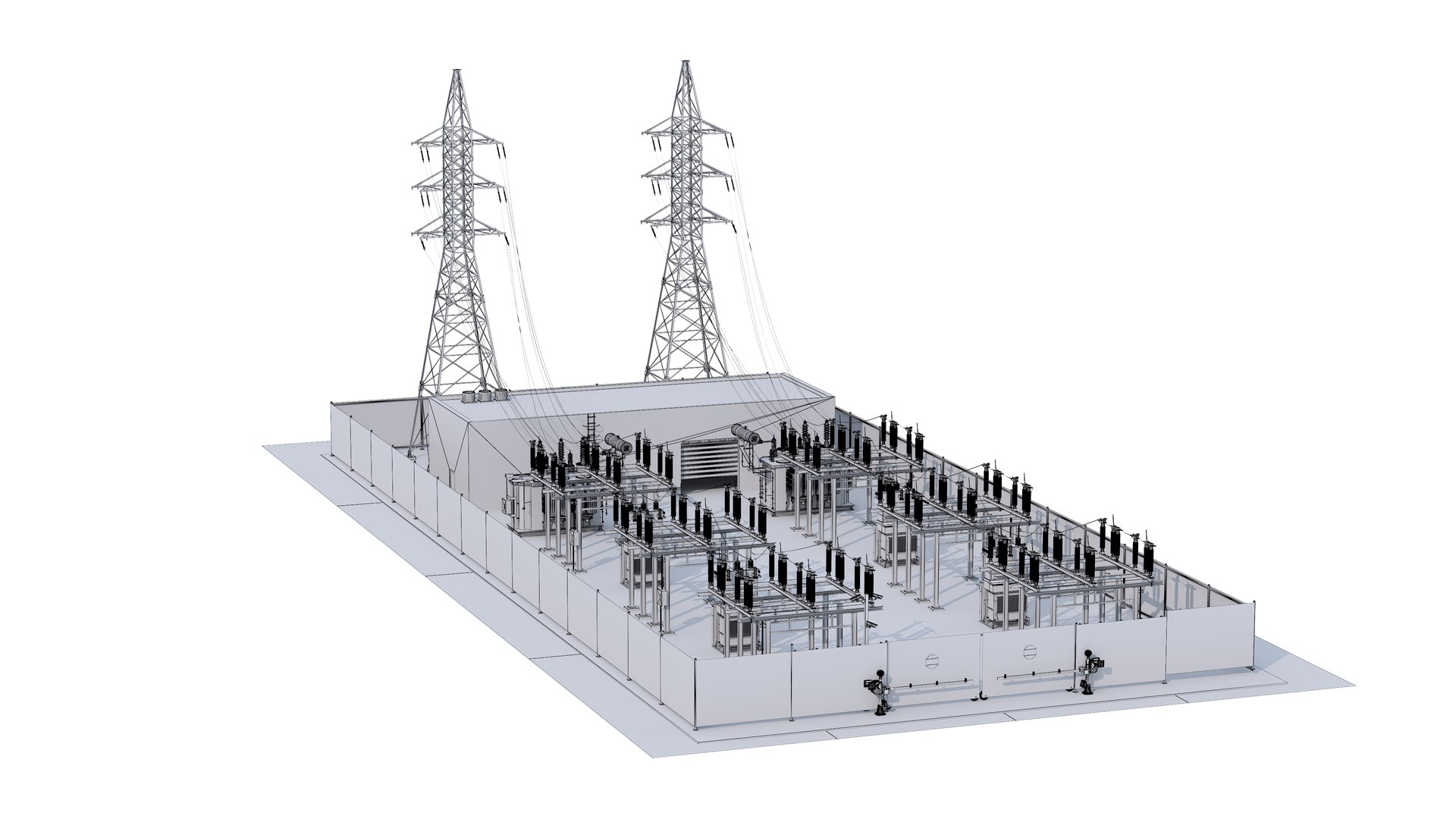 3D High Detailed Electrical Substation Model - TurboSquid 2204485
