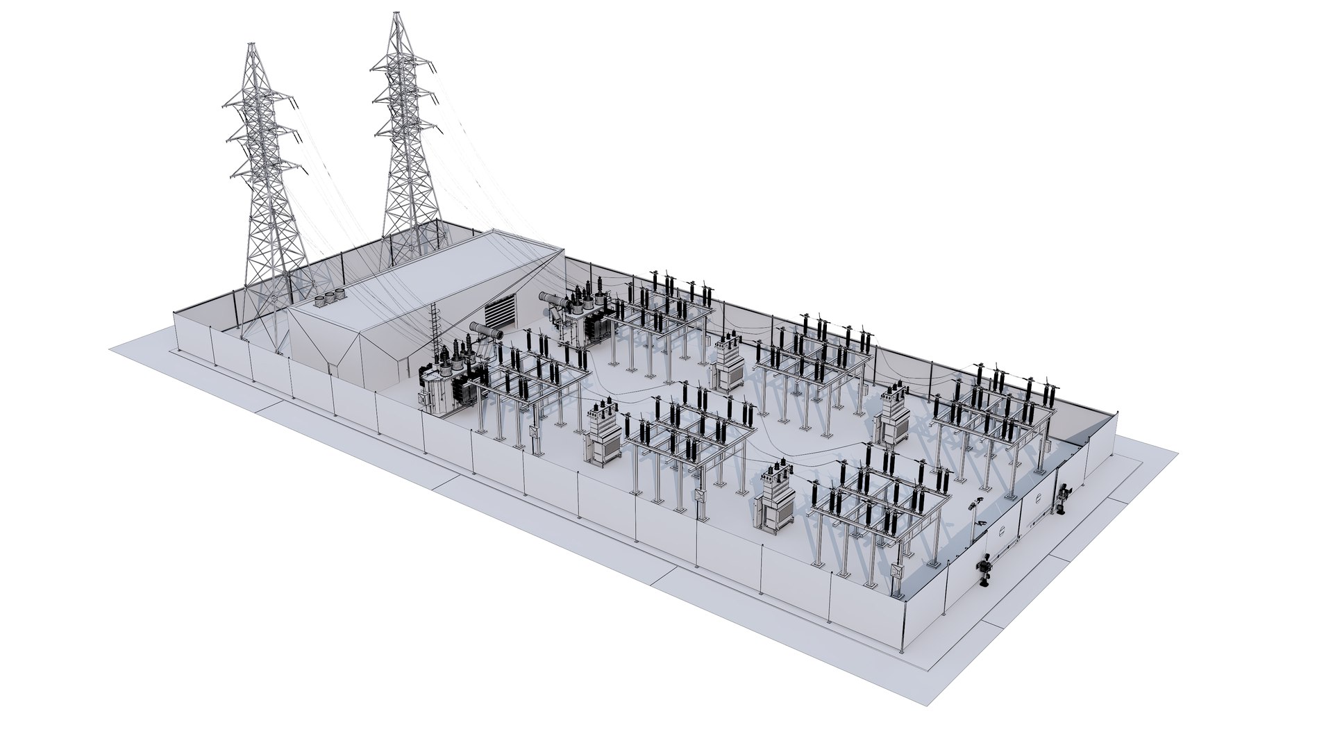 3D High Detailed Electrical Substation Model - TurboSquid 2204485