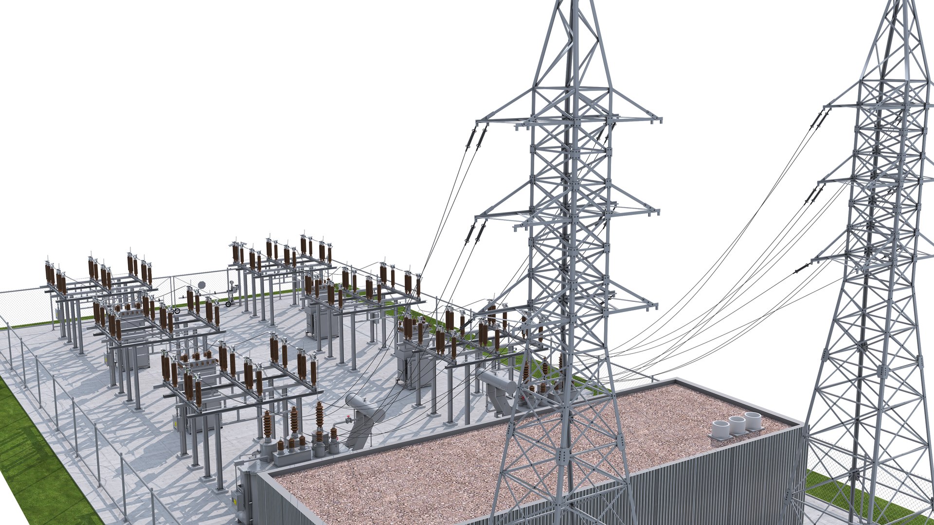 3D High Detailed Electrical Substation Model - TurboSquid 2204485