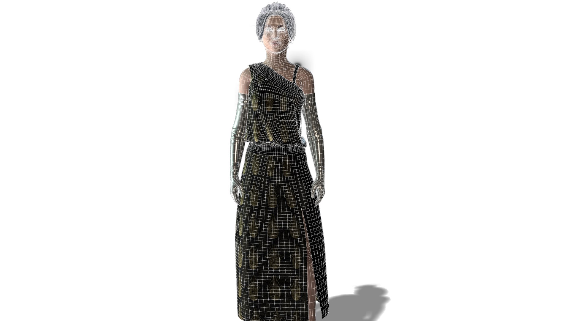 Sci-Fi Princess 3D Model Cyberpunk Royalty With Metallic Arms Model ...