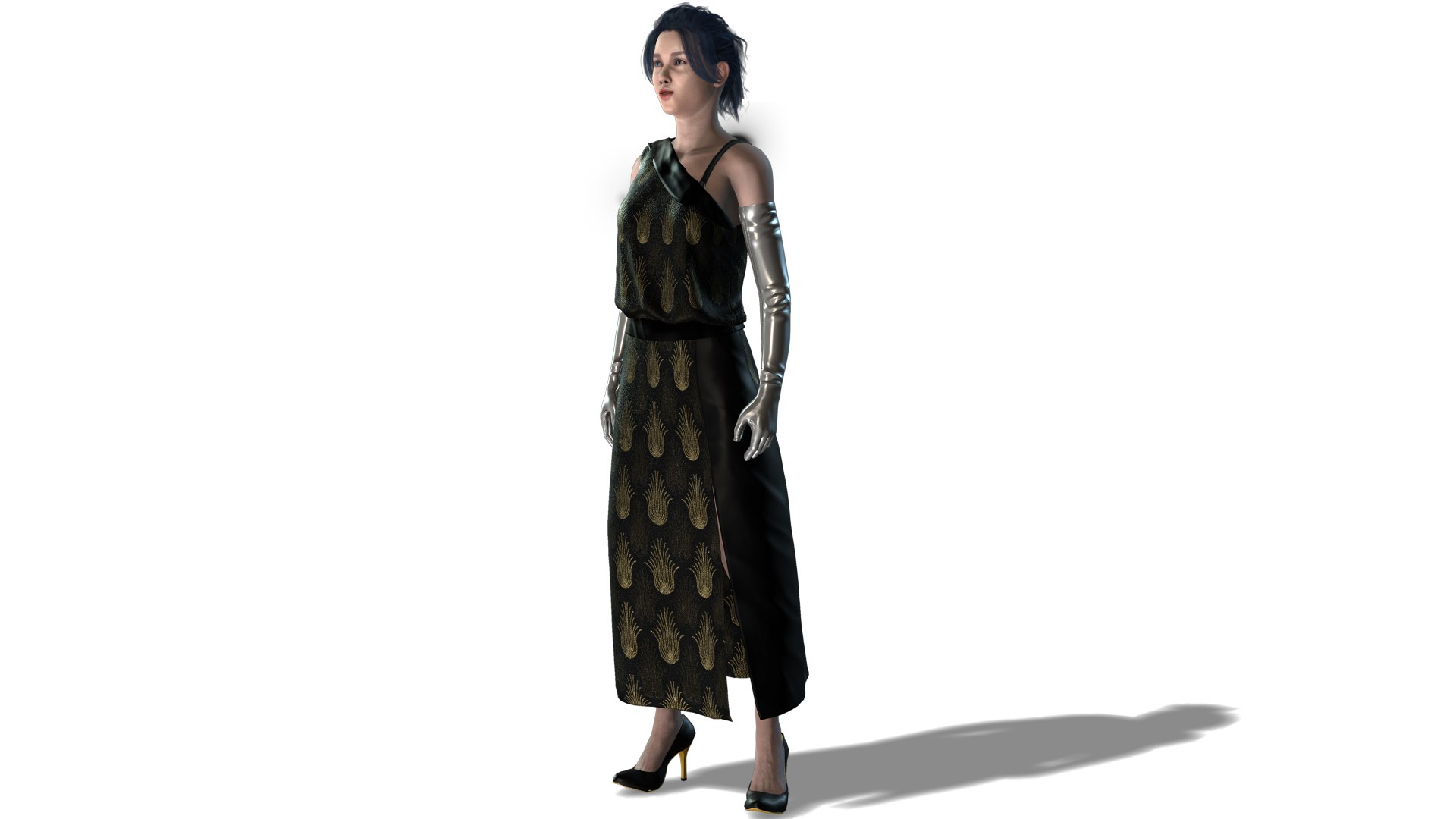 Sci-Fi Princess 3D Model Cyberpunk Royalty With Metallic Arms Model ...