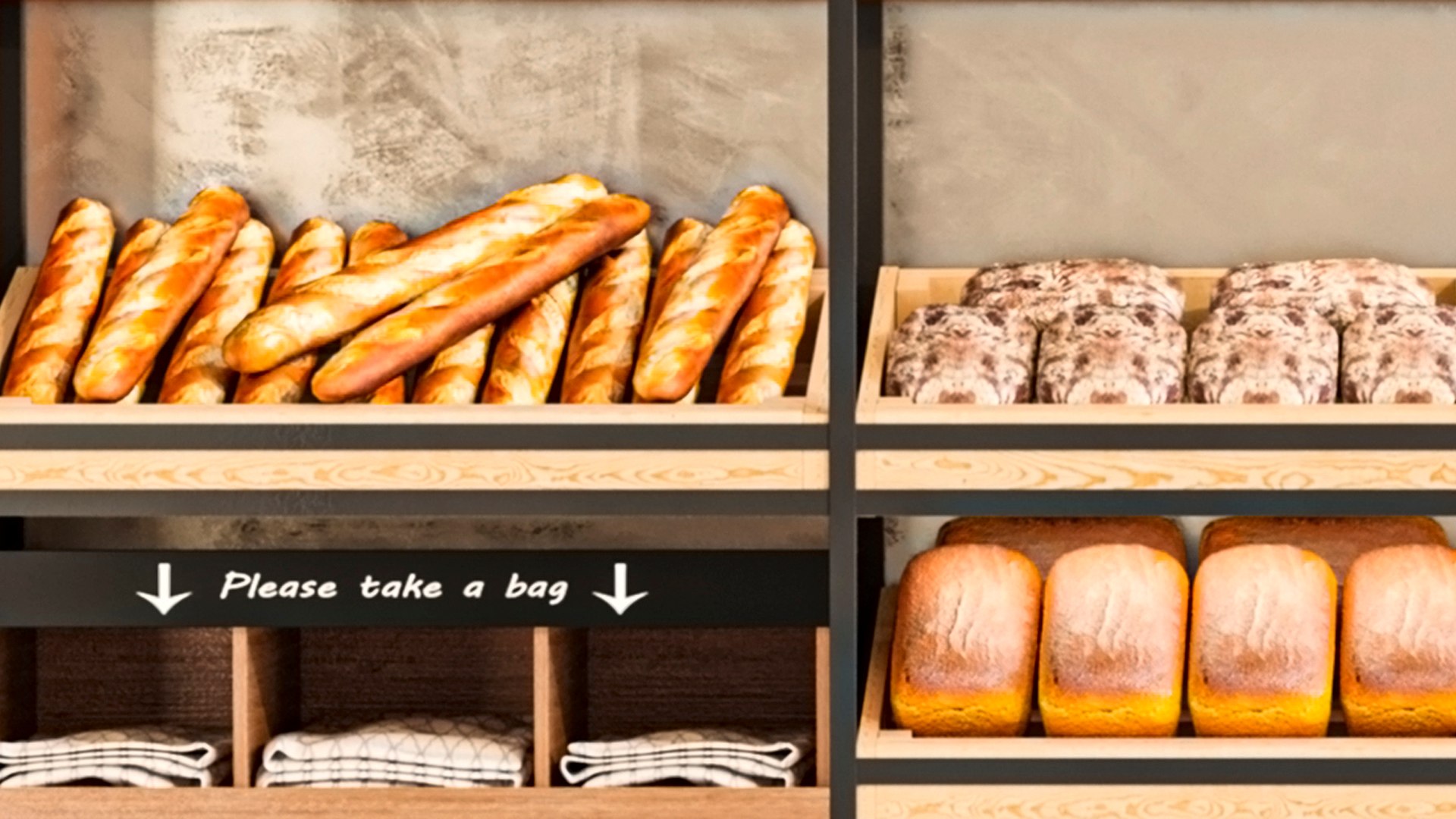 3D Showcase With Bread And Pastries Bakery Model - TurboSquid 2138865