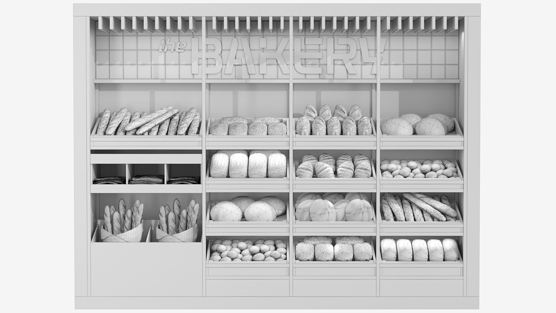 3D Showcase With Bread And Pastries Bakery Model - TurboSquid 2138865