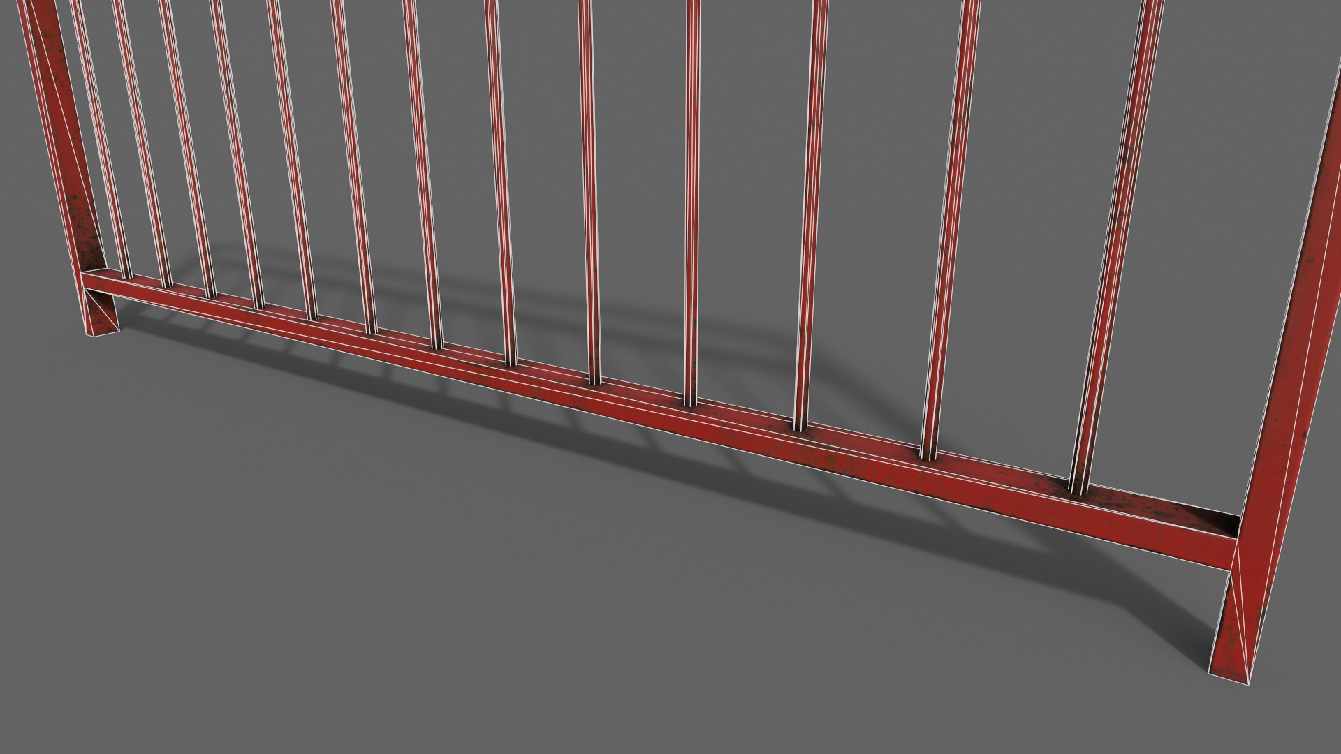 3D PBR Pedestrian Guard Rail Red V3 Model - TurboSquid 1867098