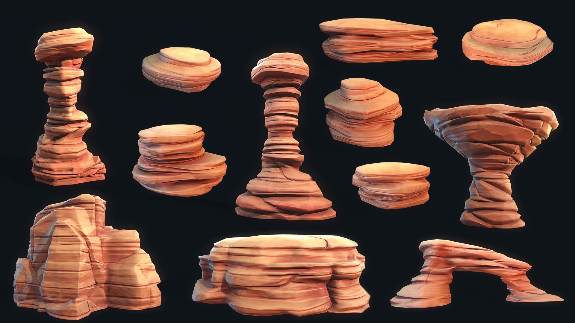 Stylized Desert Rock collection 3D model - TurboSquid 2134729