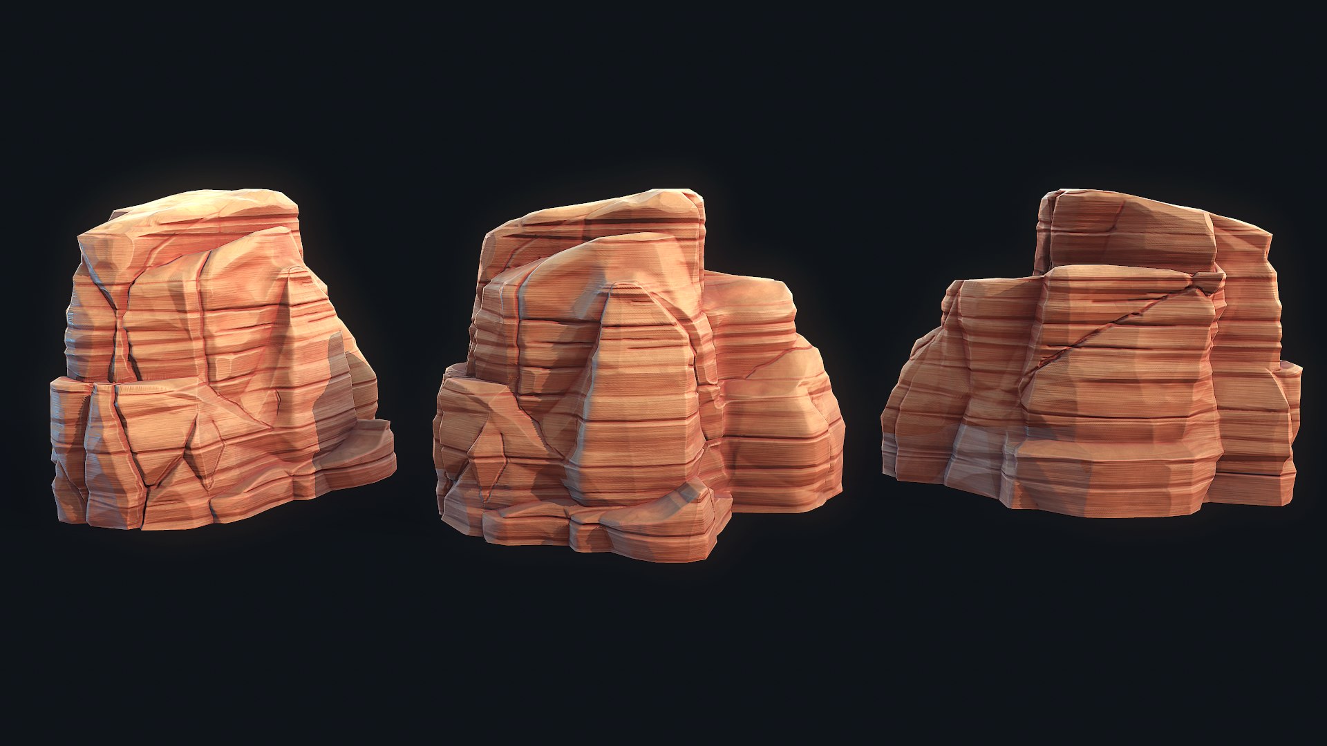 Stylized Desert Rock Collection 3D Model - TurboSquid 2134729
