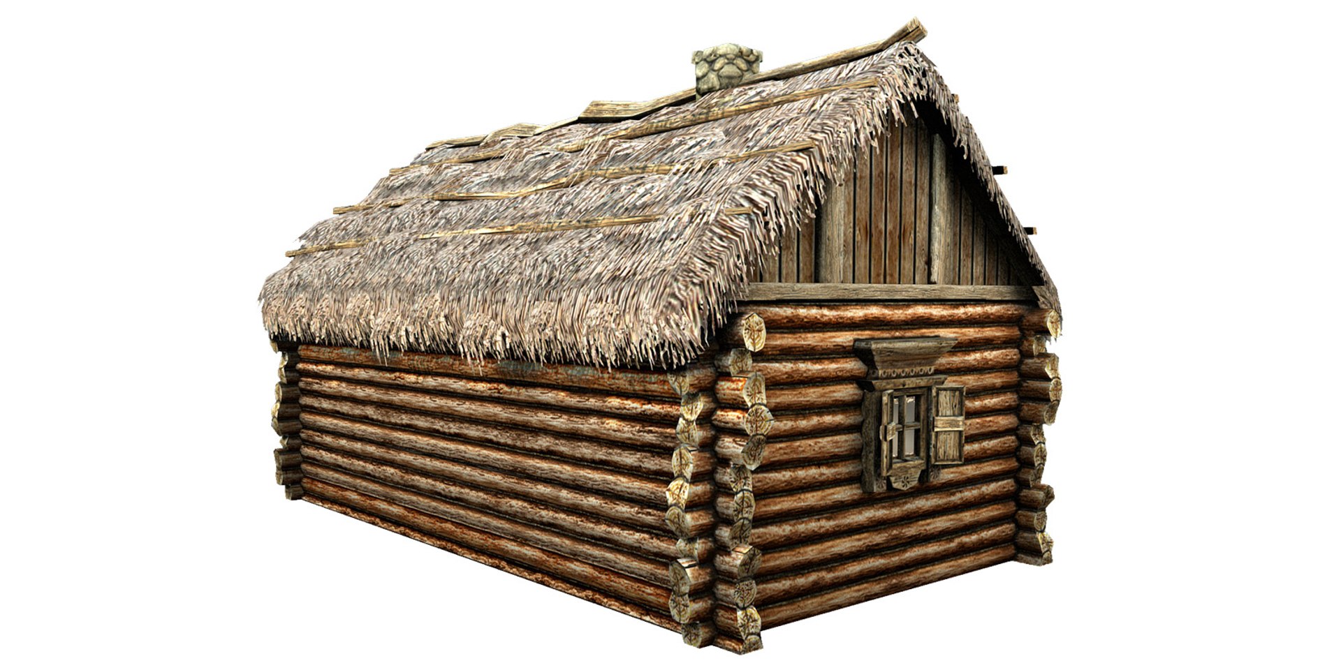 3d Wooden Thatch House Model