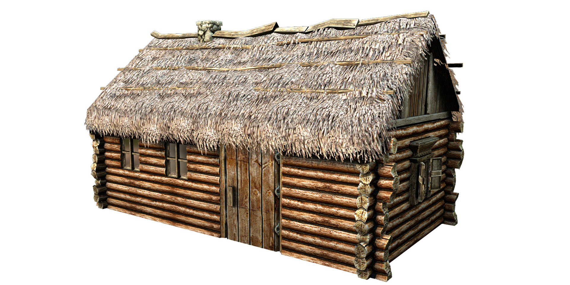 3d Wooden Thatch House Model