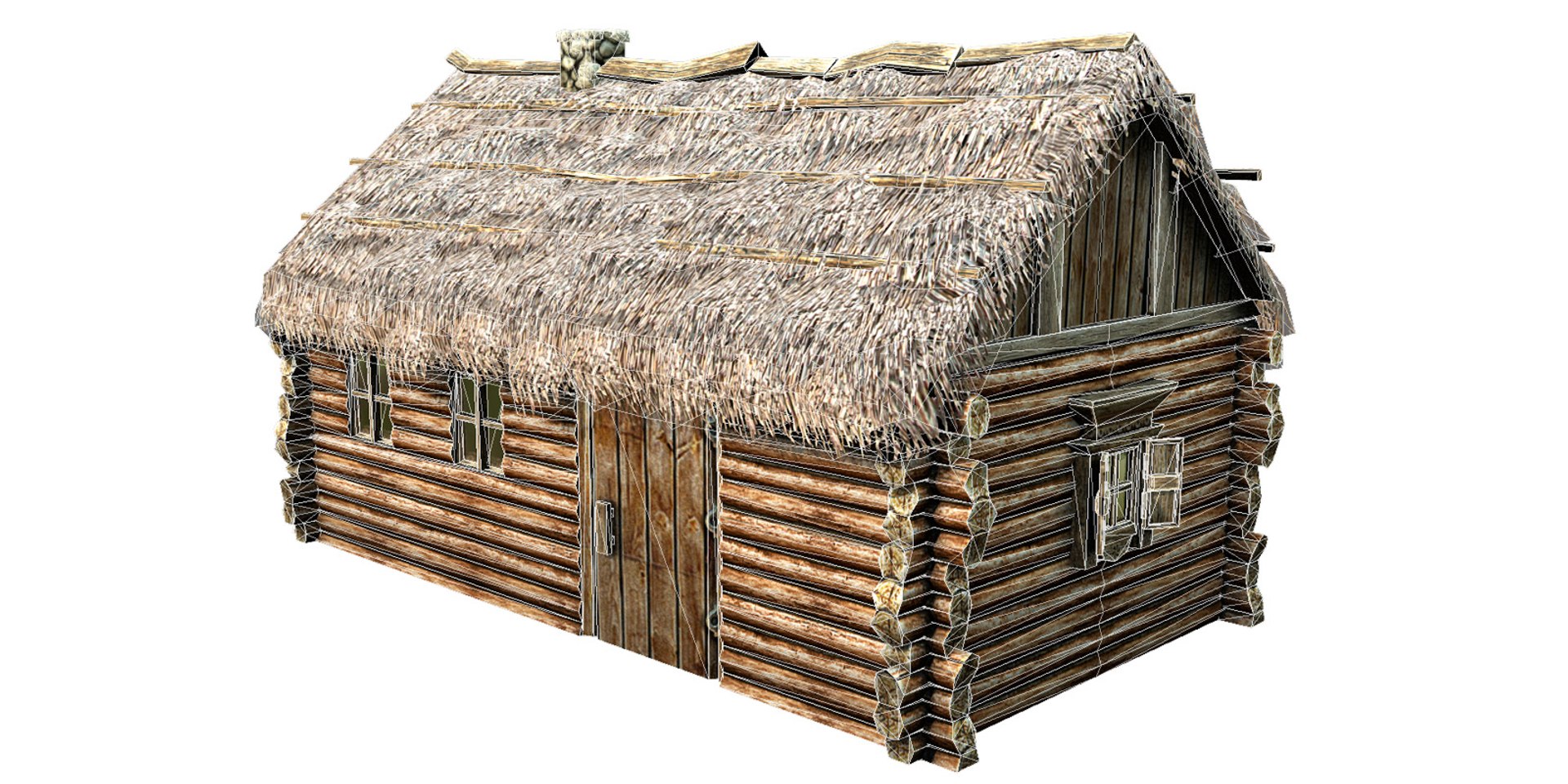 3d Wooden Thatch House Model