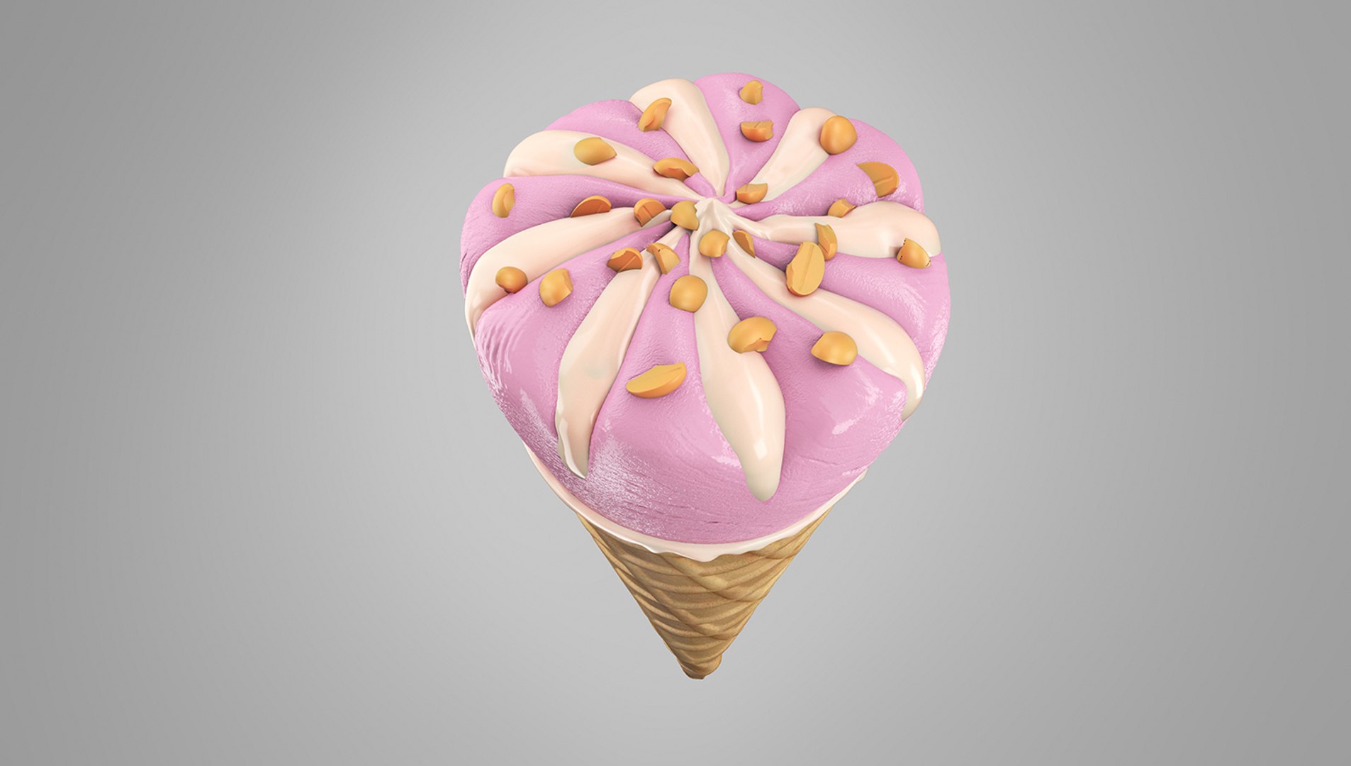 3D Model Cream Waffle Cone Strawberry - TurboSquid 1655717
