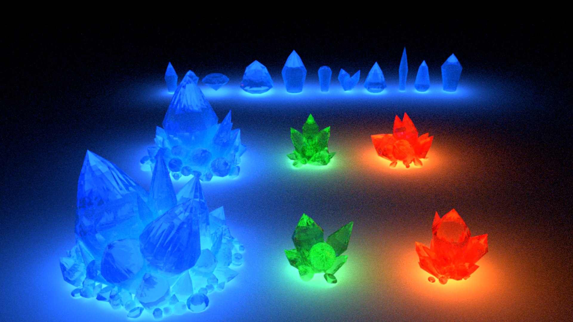 Low-poly Crystal Pack 3d Model