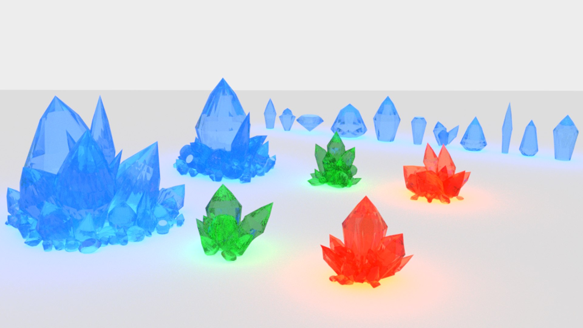 Low-poly Crystal Pack 3d Model