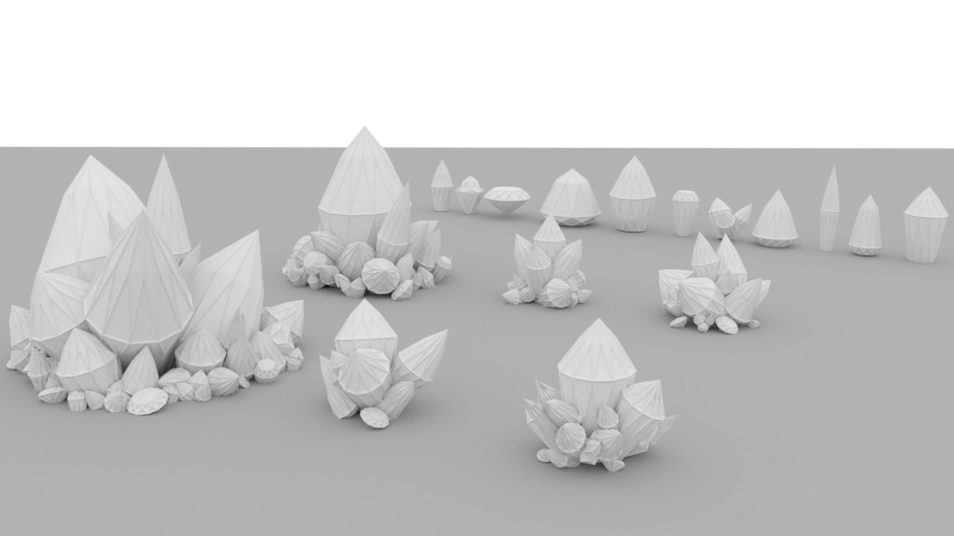 Low-poly Crystal Pack 3d Model