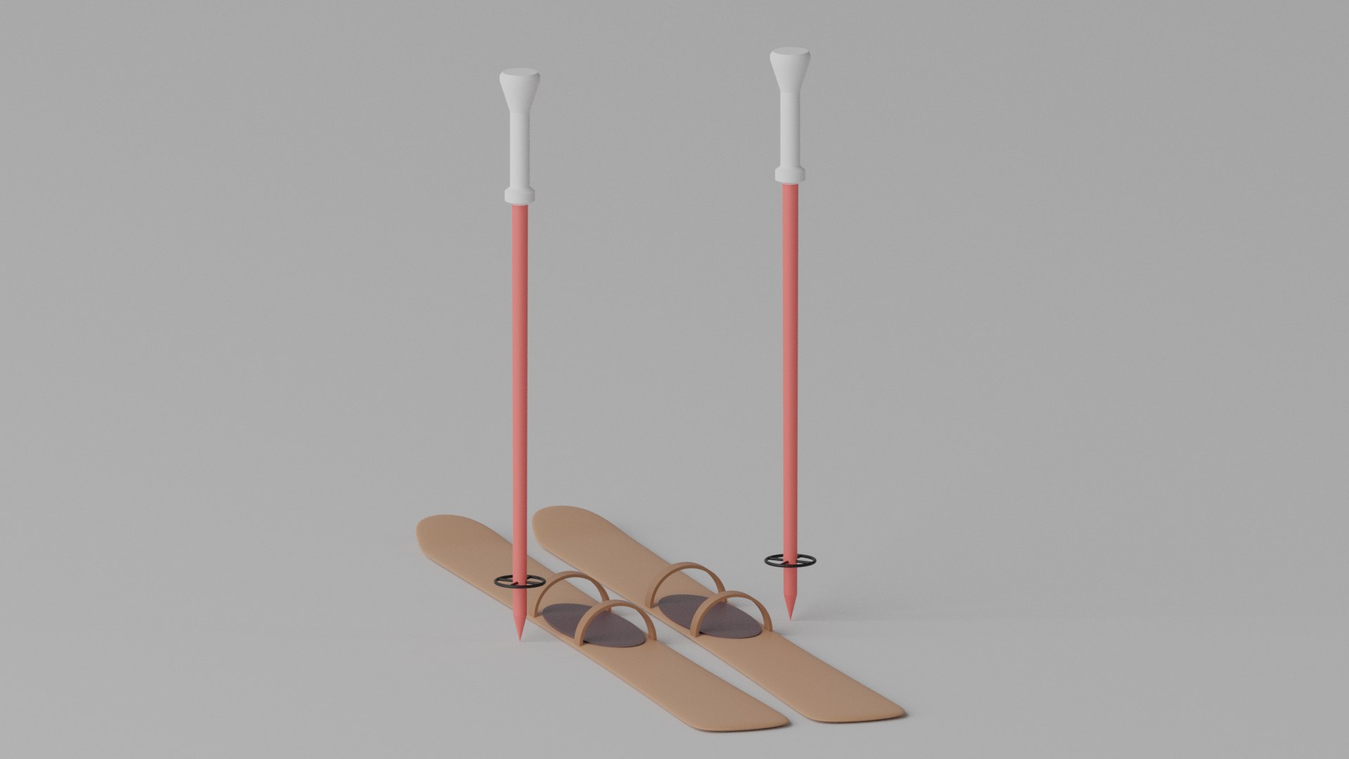 3D Cartoon Alpine Skis and Ski Poles - TurboSquid 2179930