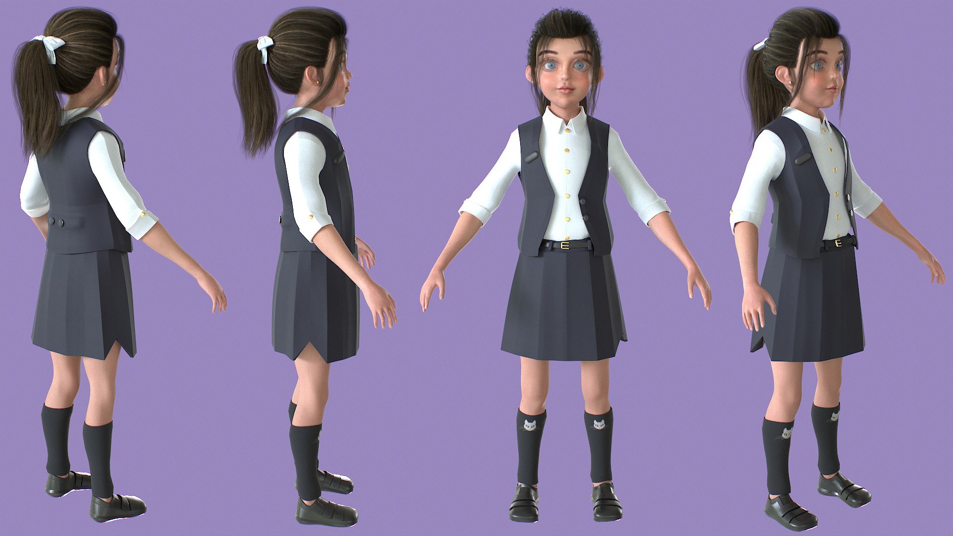 Cartoon Girl - Official Model - TurboSquid 1908580