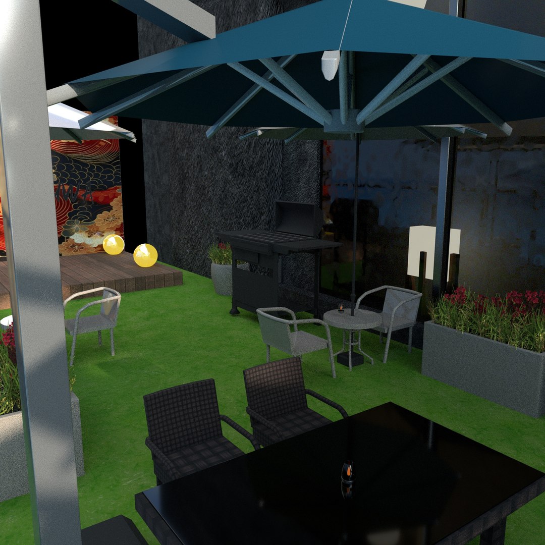 Long Corridor Open-air Restaurant 3D - TurboSquid 2371394