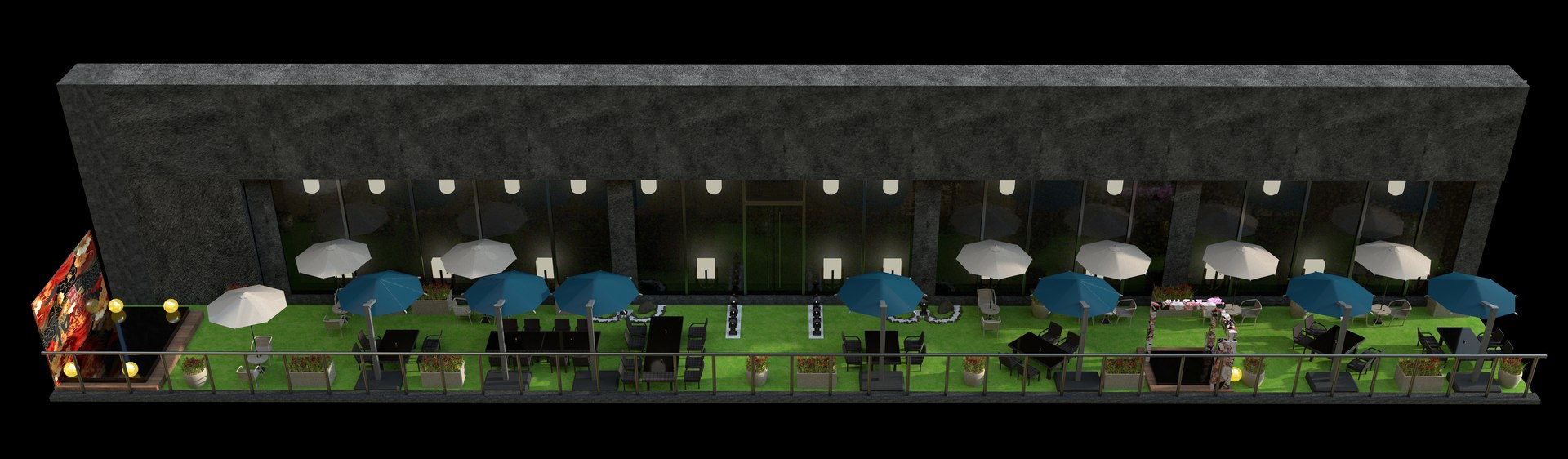 Long Corridor Open-air Restaurant 3D - TurboSquid 2371394