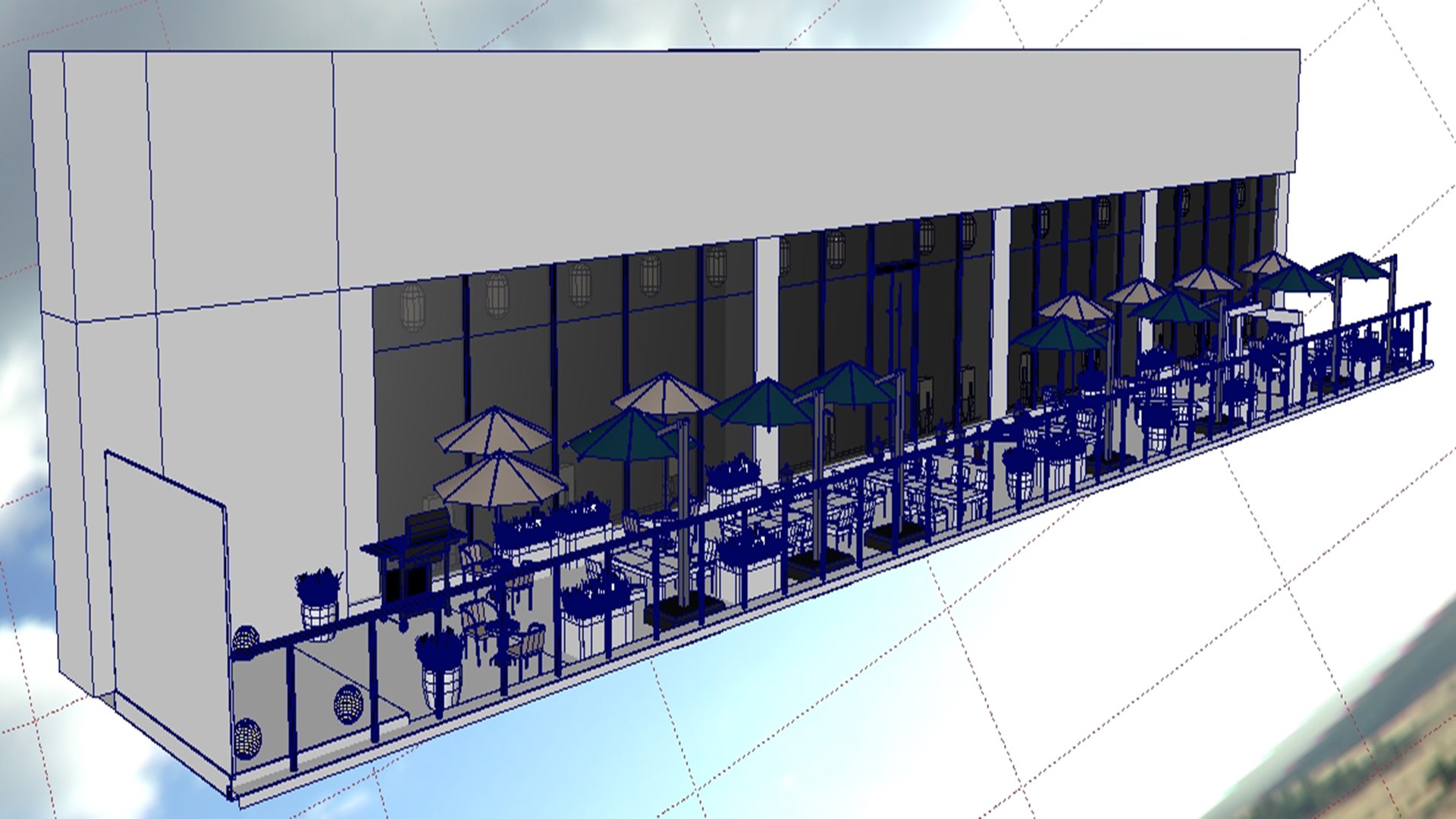 Long Corridor Open-air Restaurant 3D - TurboSquid 2371394