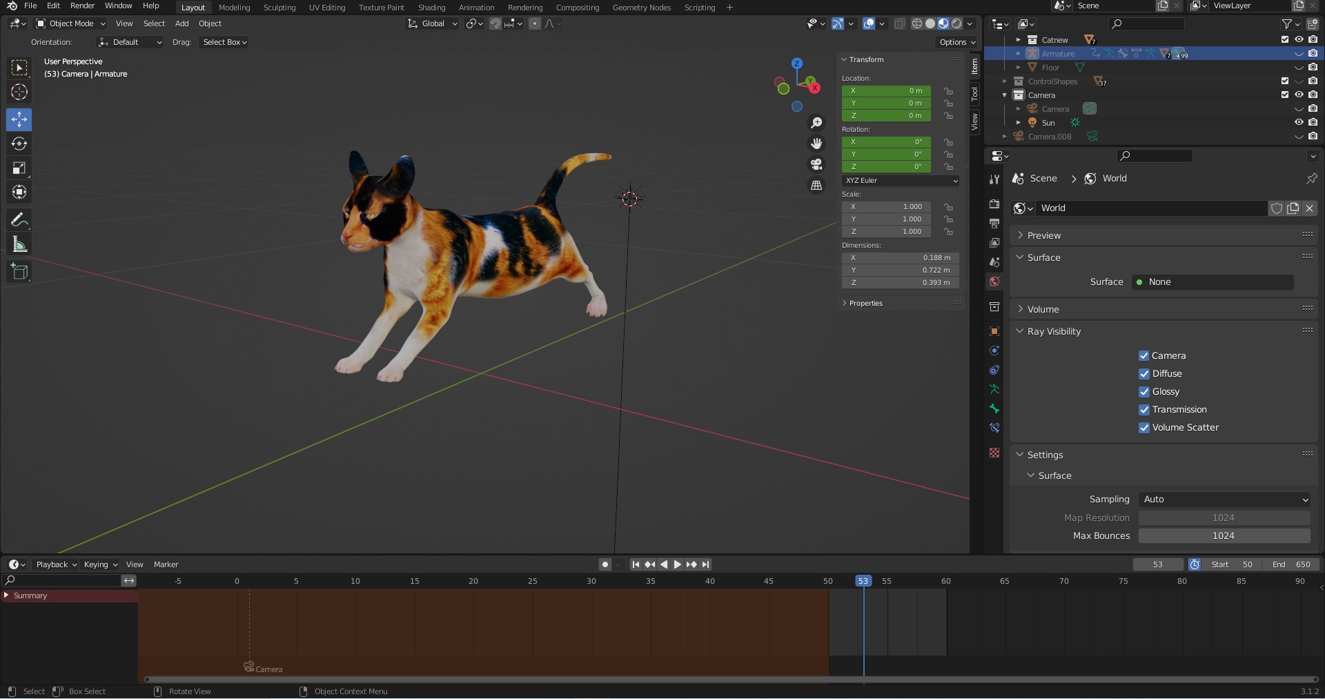 Calico Cat Rigged And Animated V4 In Blender 3D Model - TurboSquid 1985478