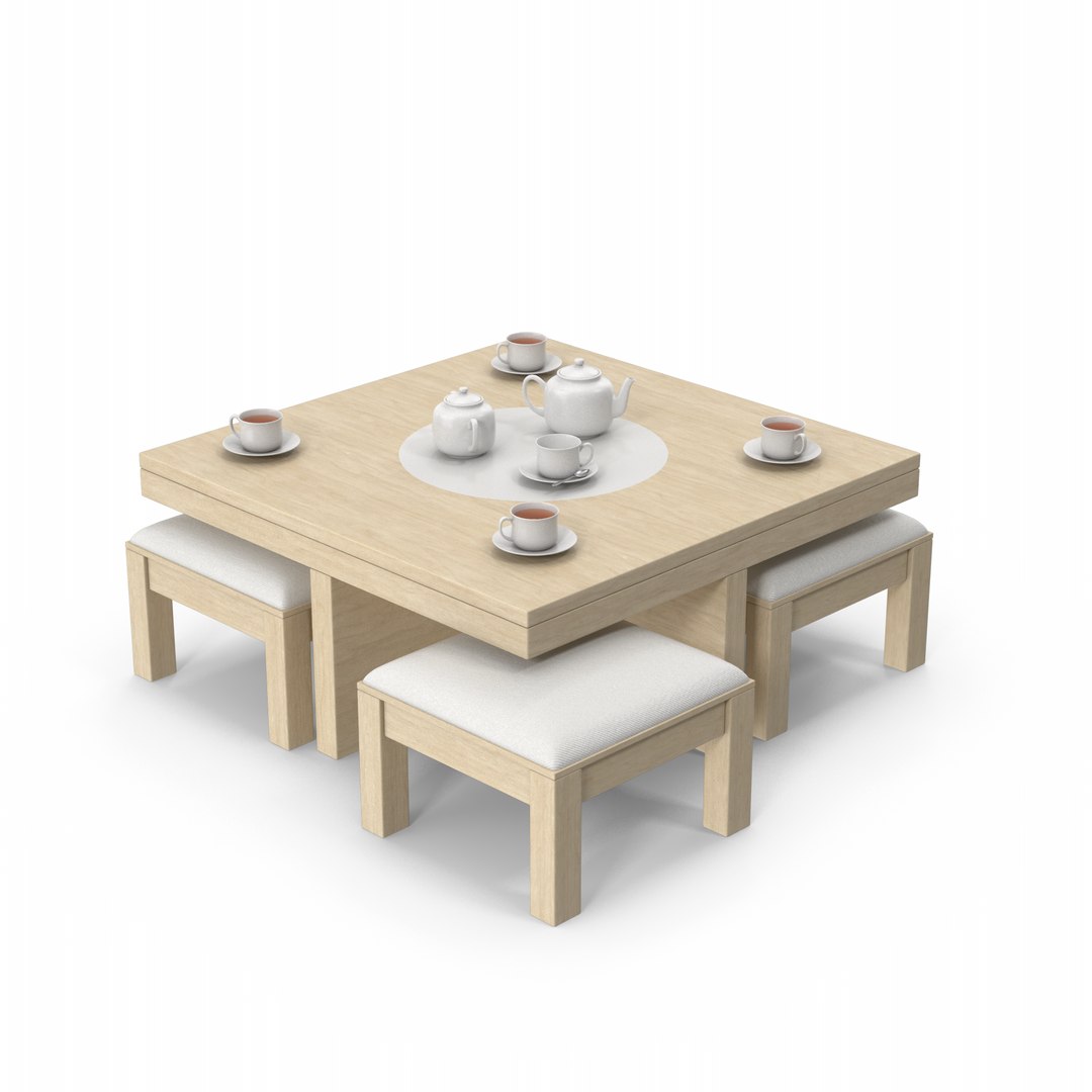 Wooden Dinning Table Set 3D - TurboSquid 2122964