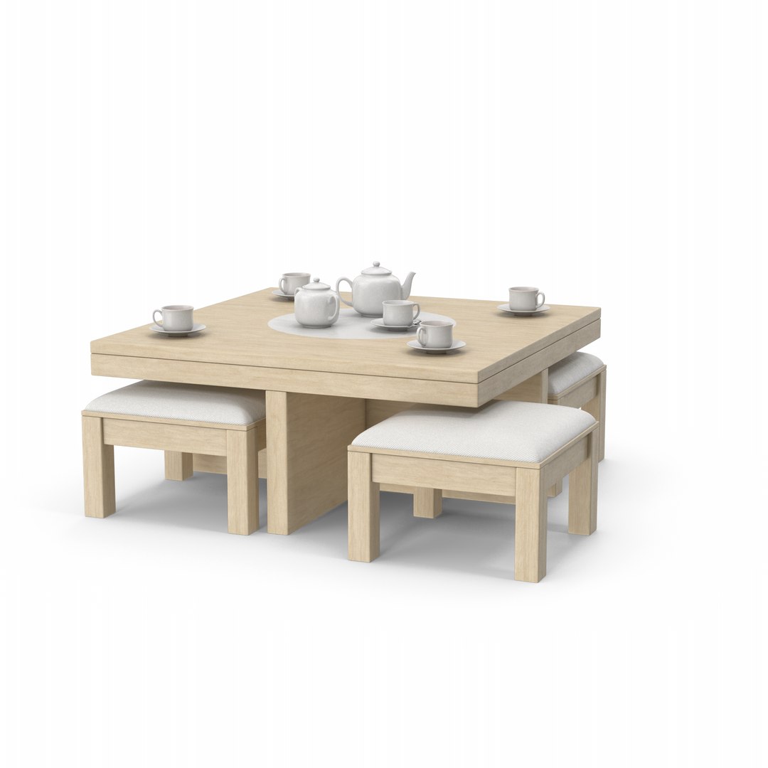 Wooden Dinning Table Set 3D - TurboSquid 2122964