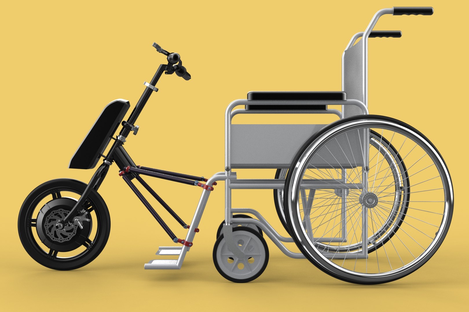 POWER ASSIST ELECTRIC MOTOR ATTACHMENT HANDCYCLE BIKE WHEELCHAIR 3D ...