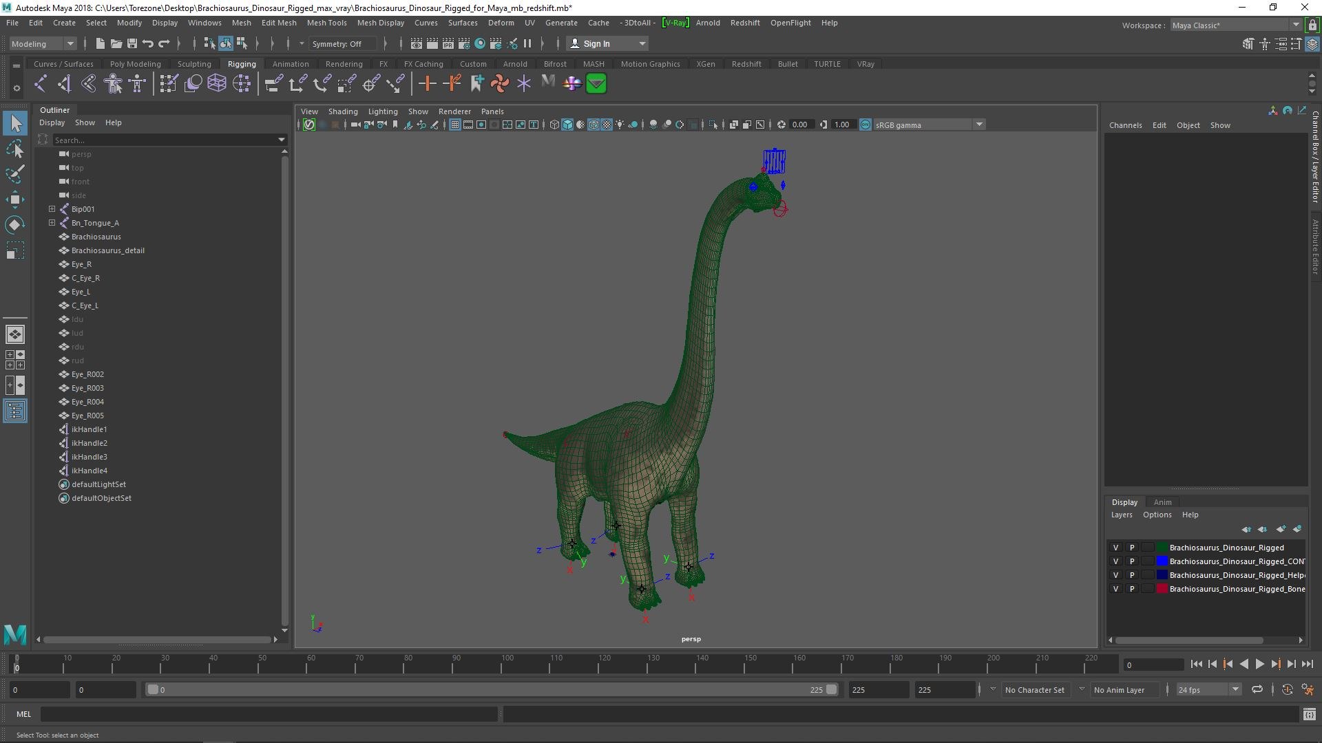 Brachiosaurus Dinosaur Rigged For Maya 3D Model - TurboSquid 2425622