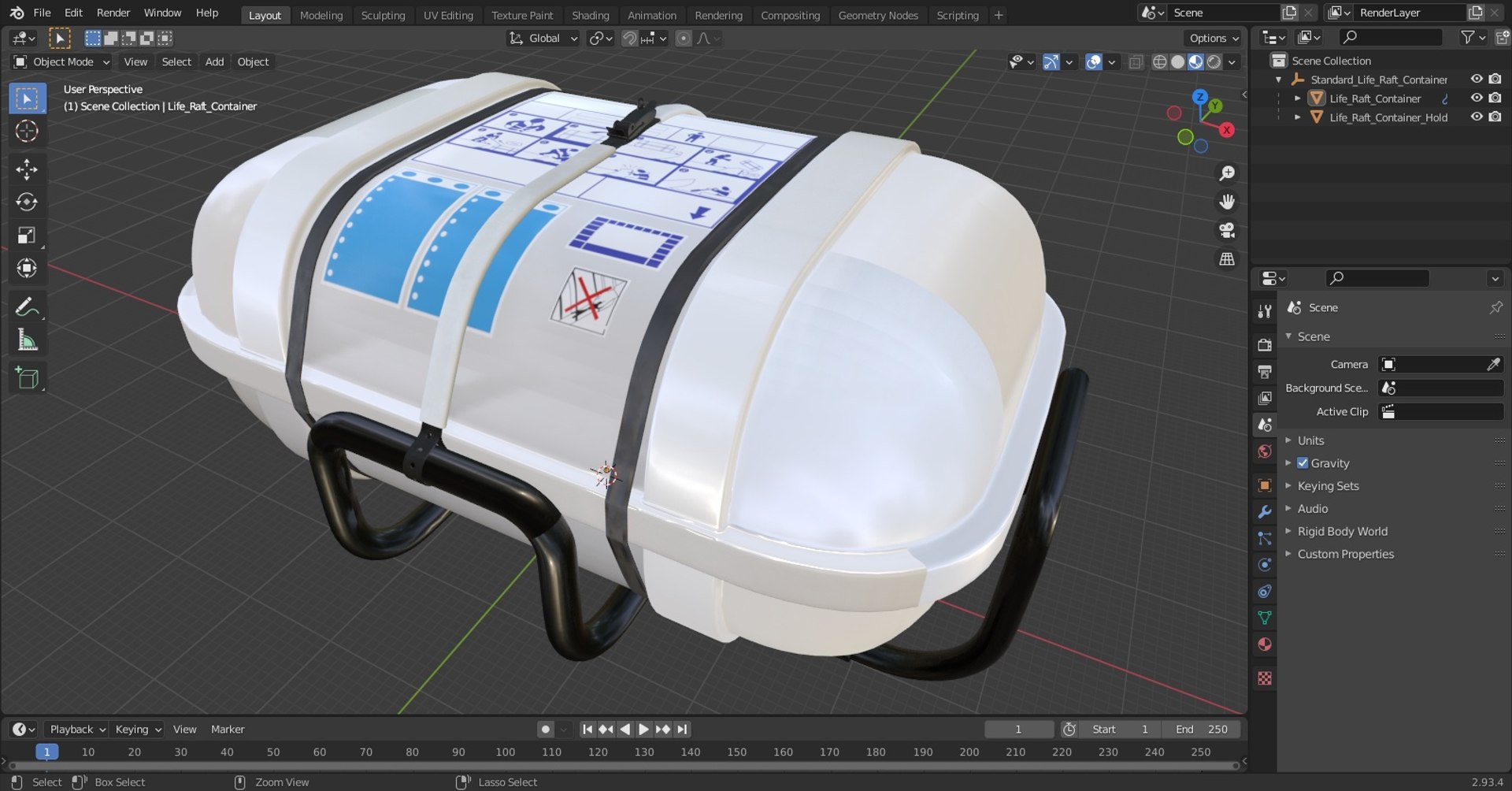 Standard Life Raft Container 3D Model - TurboSquid 1965697
