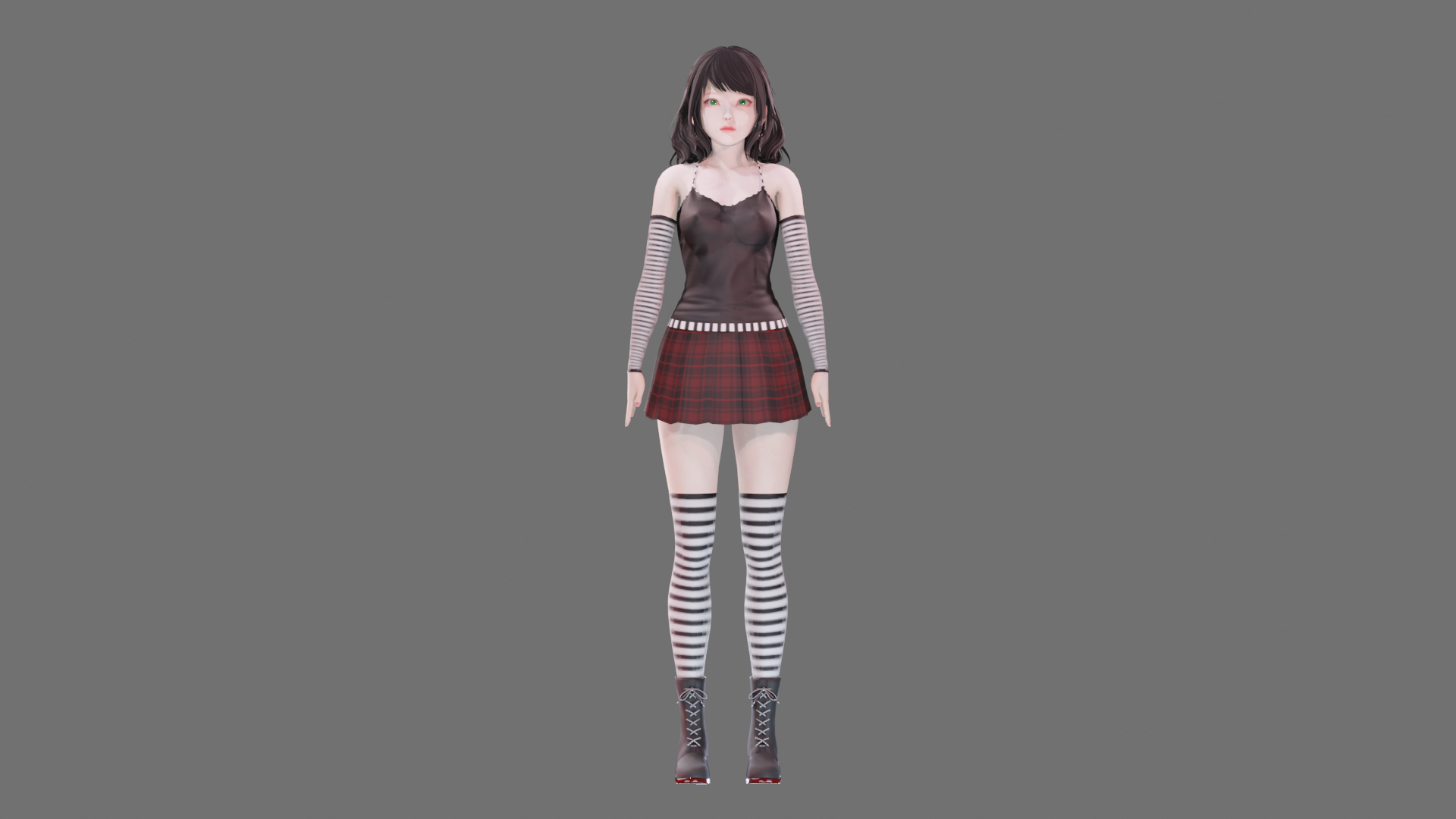 Emo Clothing 0001 - UE5 - Unity - Blender - Animated - Realistic Female Character Model ...