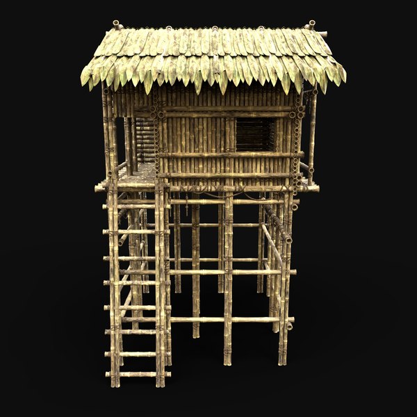 BAMBOO HOUSE JUNGLE WATCHTOWER HUT SURVIVAL CASTAWAY CABIN AAA 3D 모델 ...