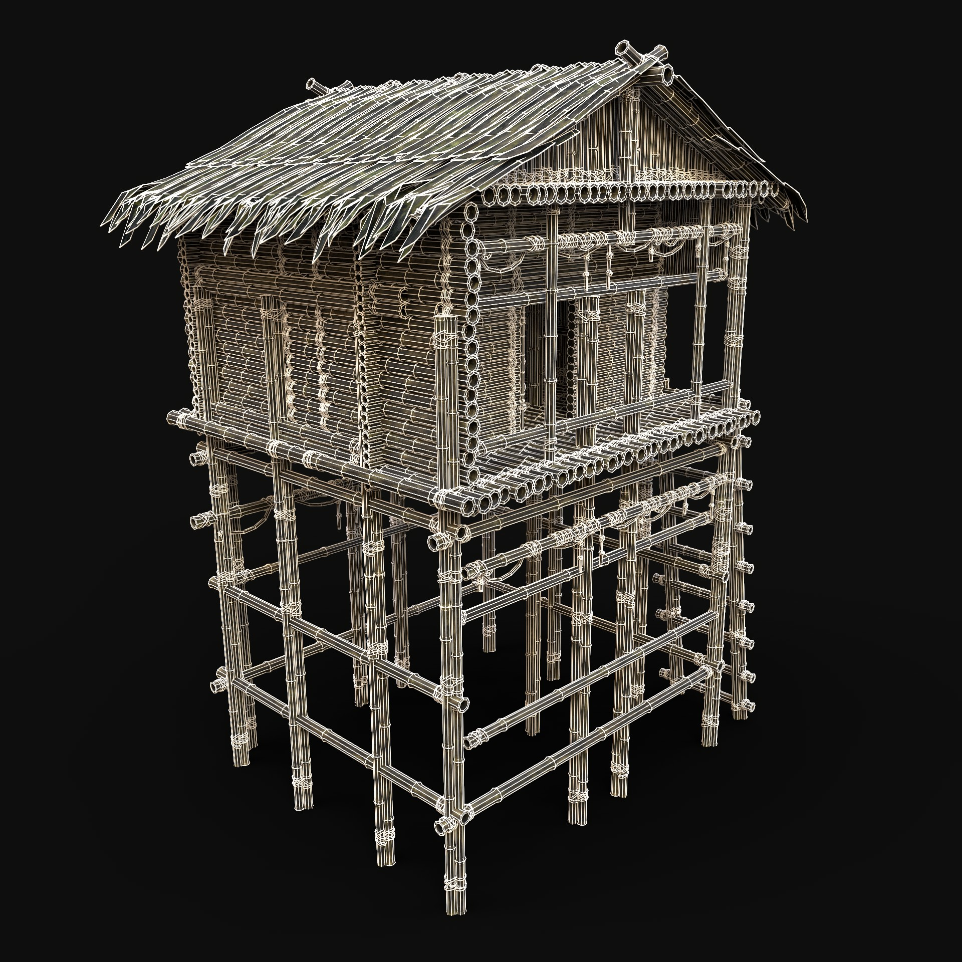 BAMBOO HOUSE JUNGLE WATCHTOWER HUT SURVIVAL CASTAWAY CABIN AAA 3D 모델 ...