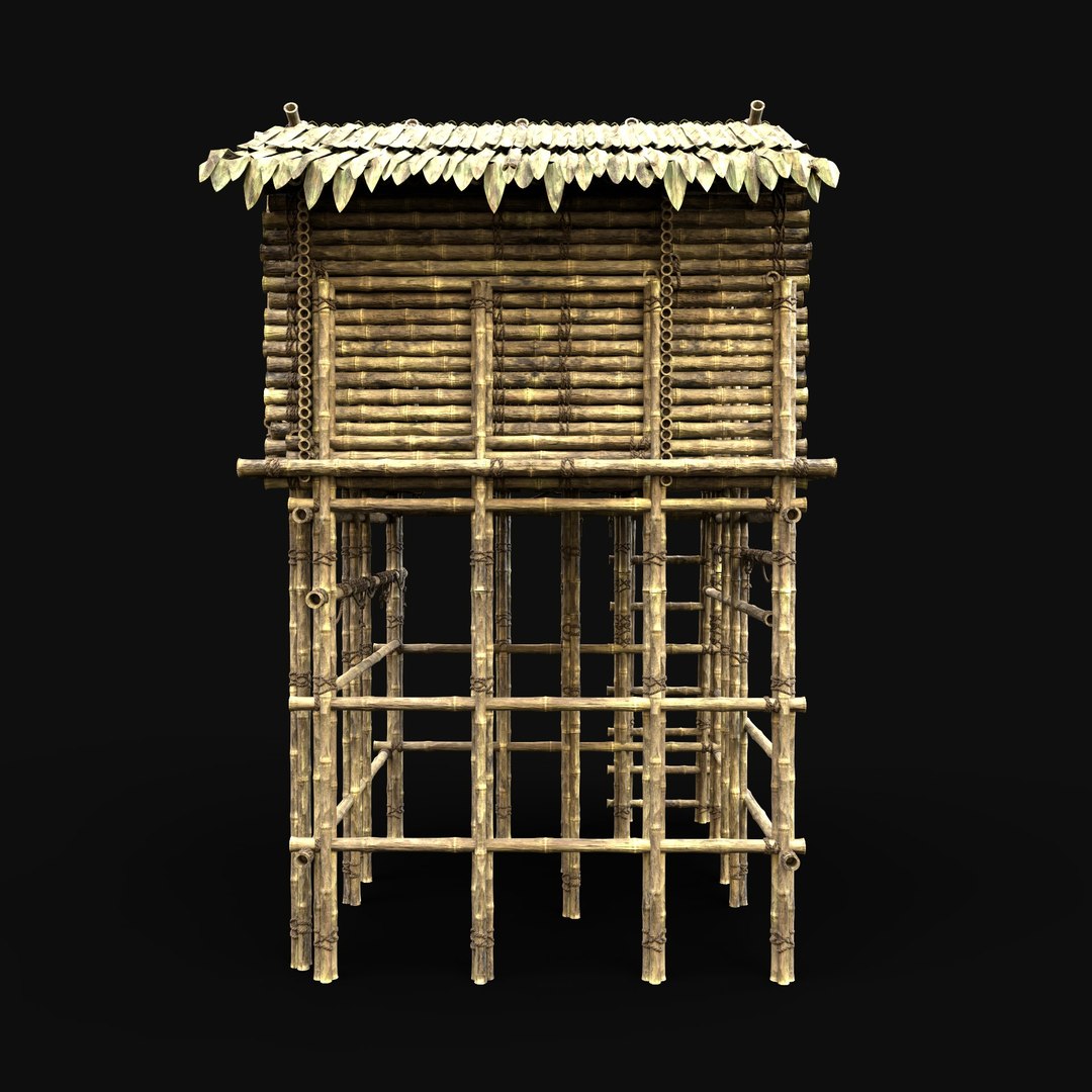 BAMBOO HOUSE JUNGLE WATCHTOWER HUT SURVIVAL CASTAWAY CABIN AAA 3D Model ...