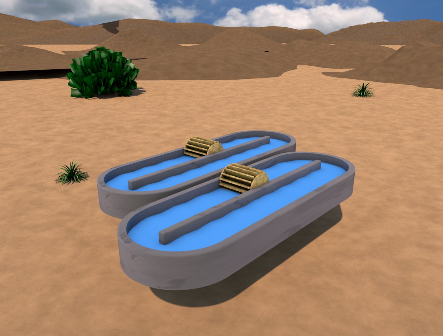 3D open raceway pond - TurboSquid 1441861