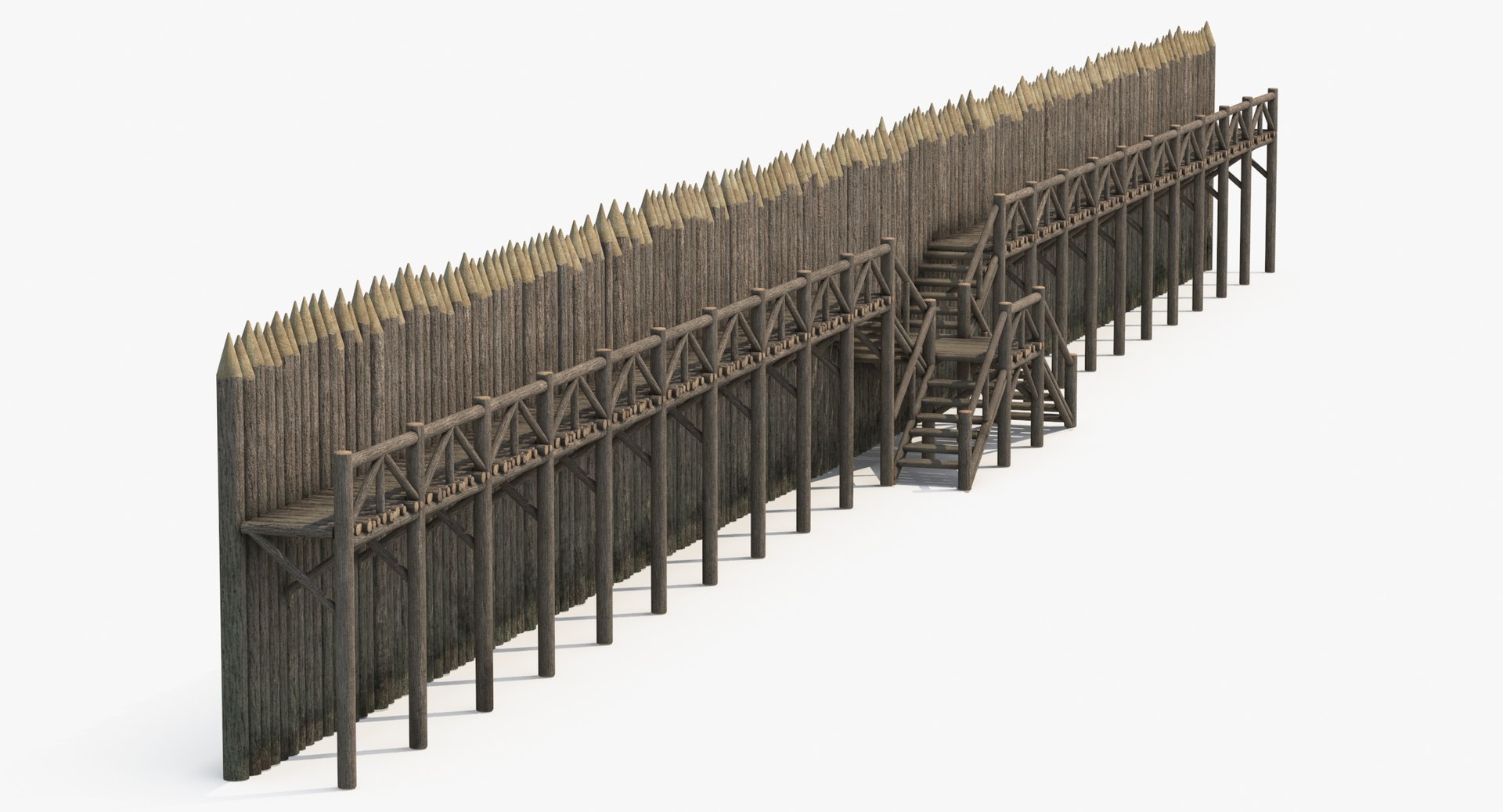 3D Medieval Fortress Wooden Wall Fortification 01 - TurboSquid 2079927