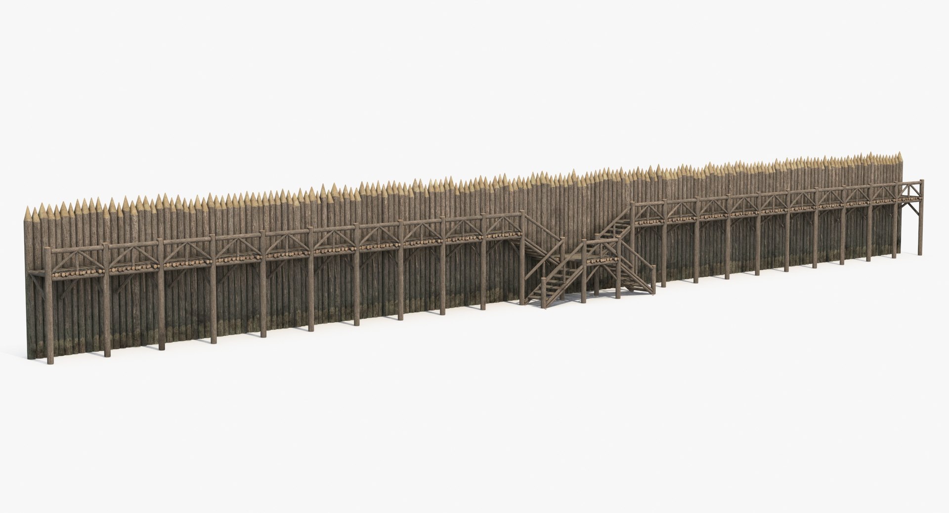3D Medieval Fortress Wooden Wall Fortification 01 - TurboSquid 2079927