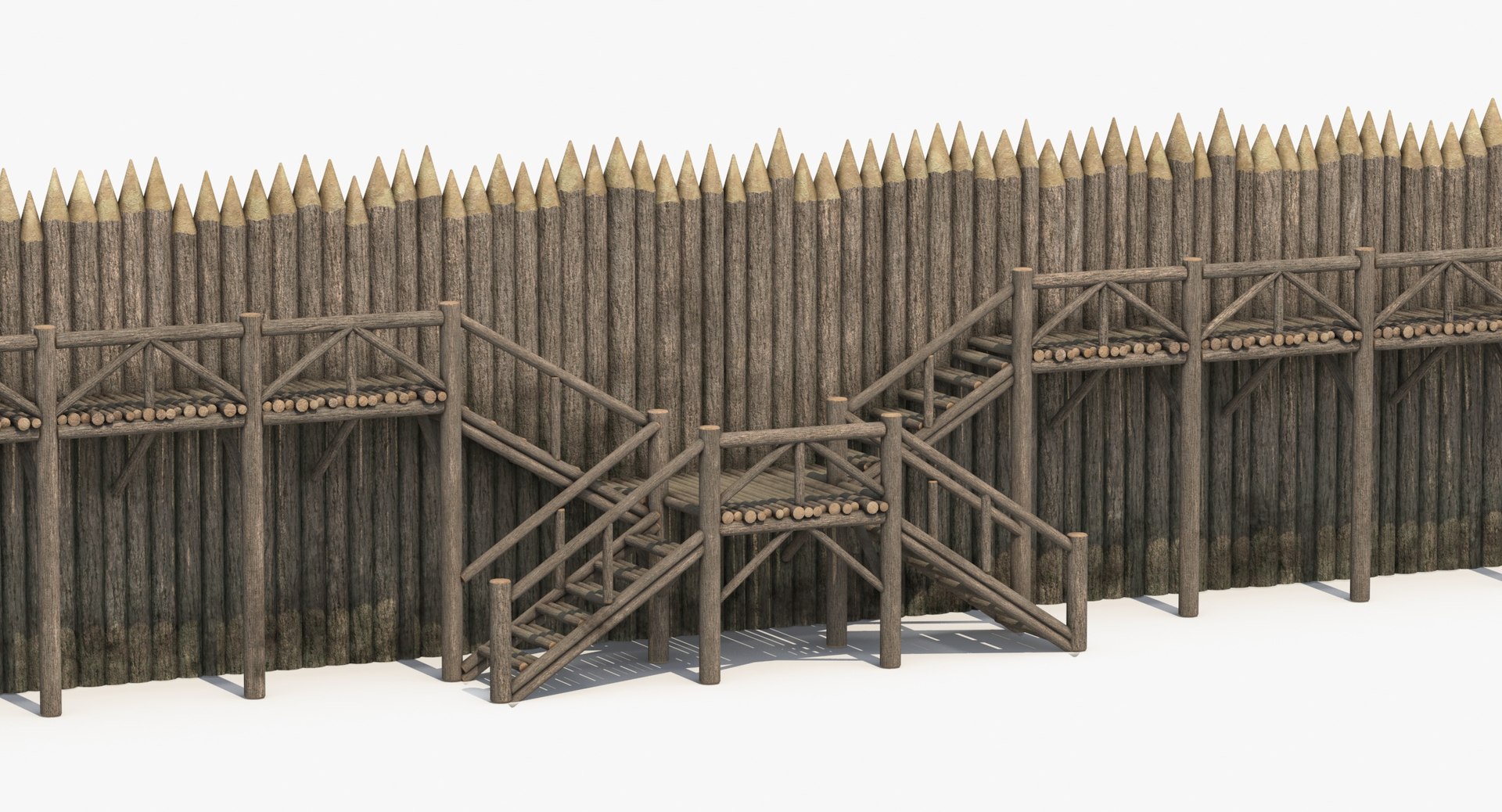 3D Medieval Fortress Wooden Wall Fortification 01 - TurboSquid 2079927
