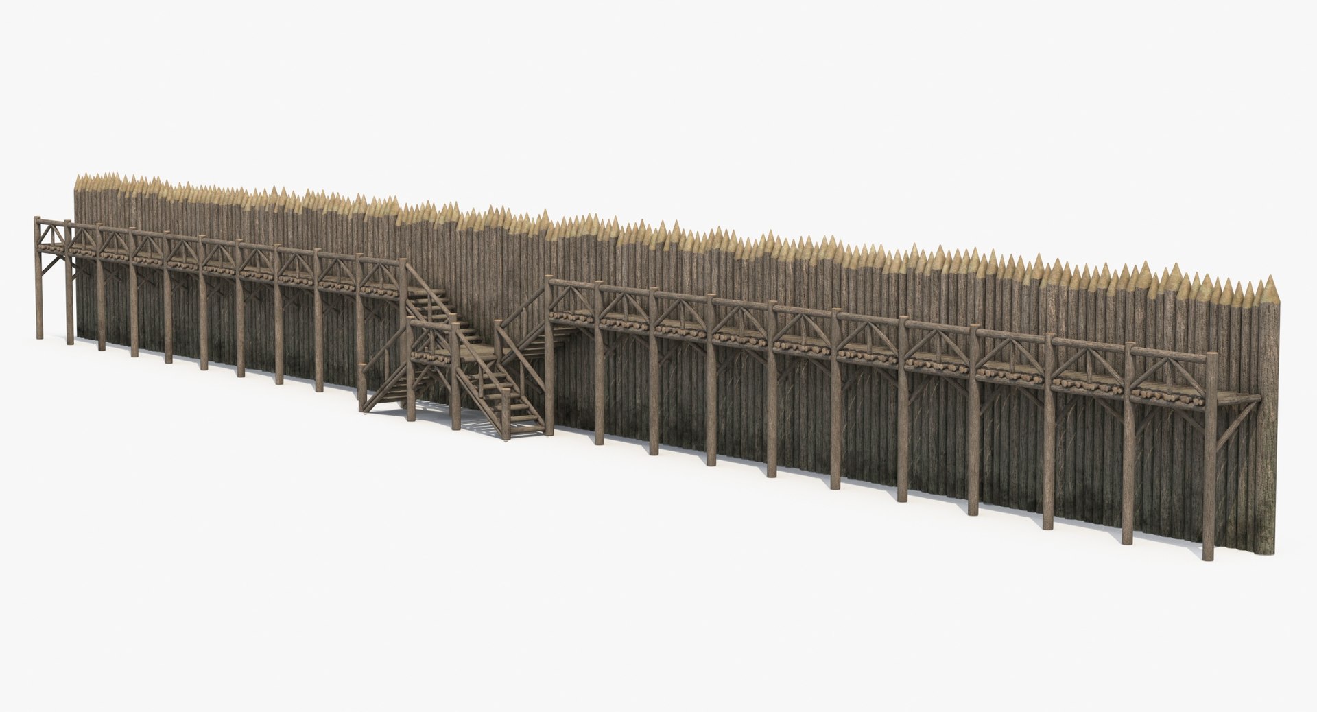 3D Medieval Fortress Wooden Wall Fortification 01 - TurboSquid 2079927