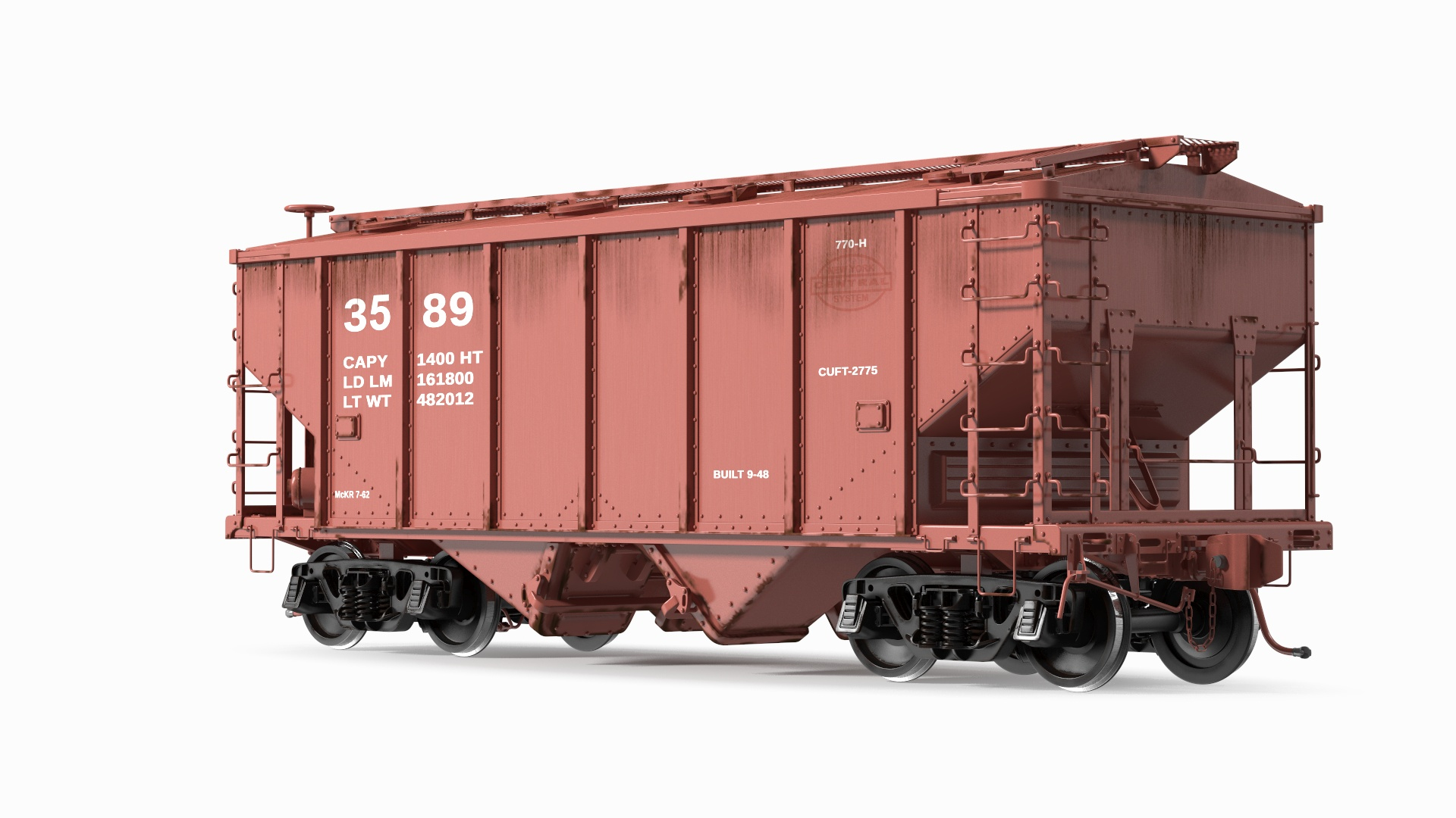 3D 2 Bay Covered Hopper Model - TurboSquid 2148569