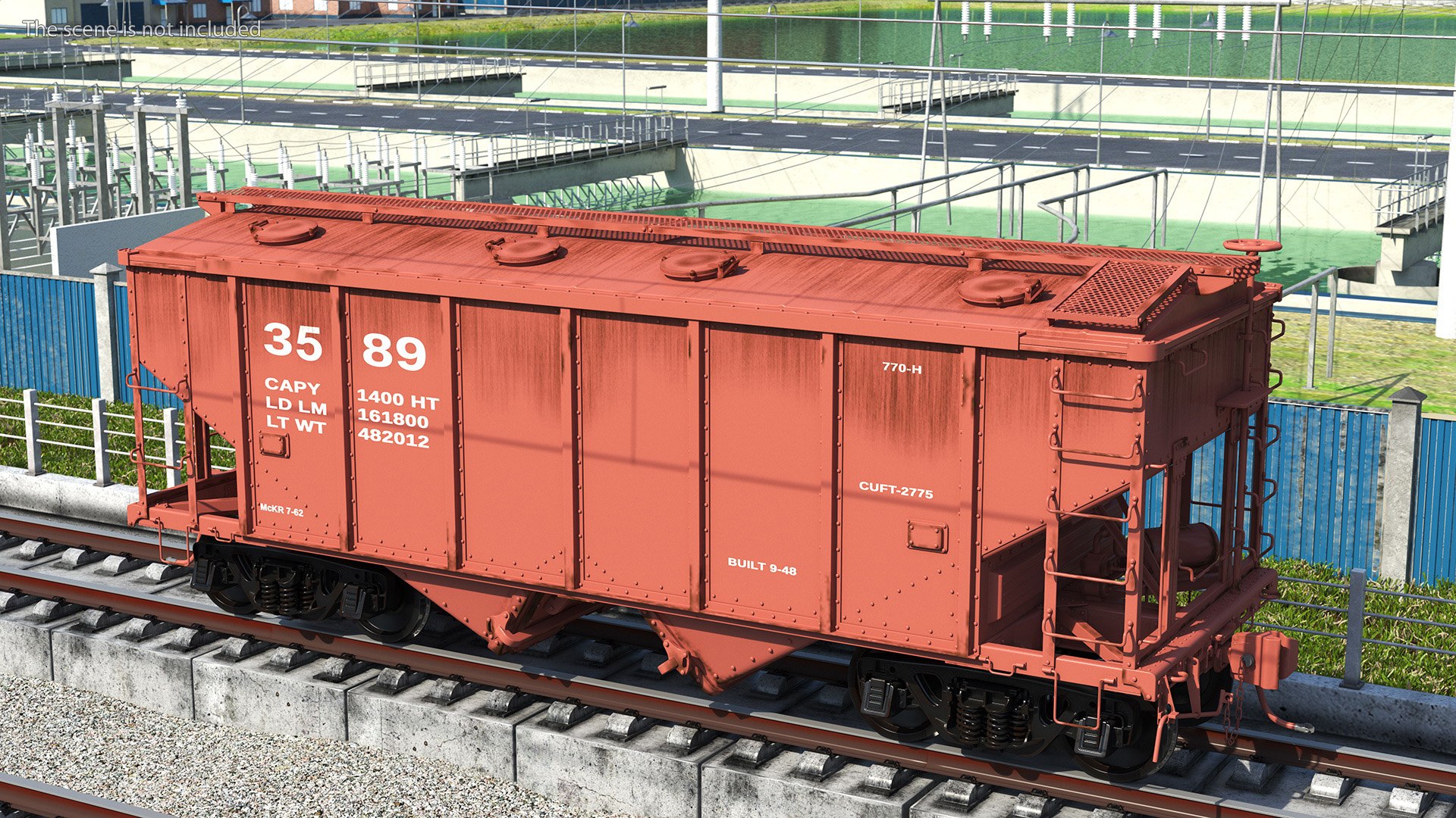 3D 2 Bay Covered Hopper Model - TurboSquid 2148569