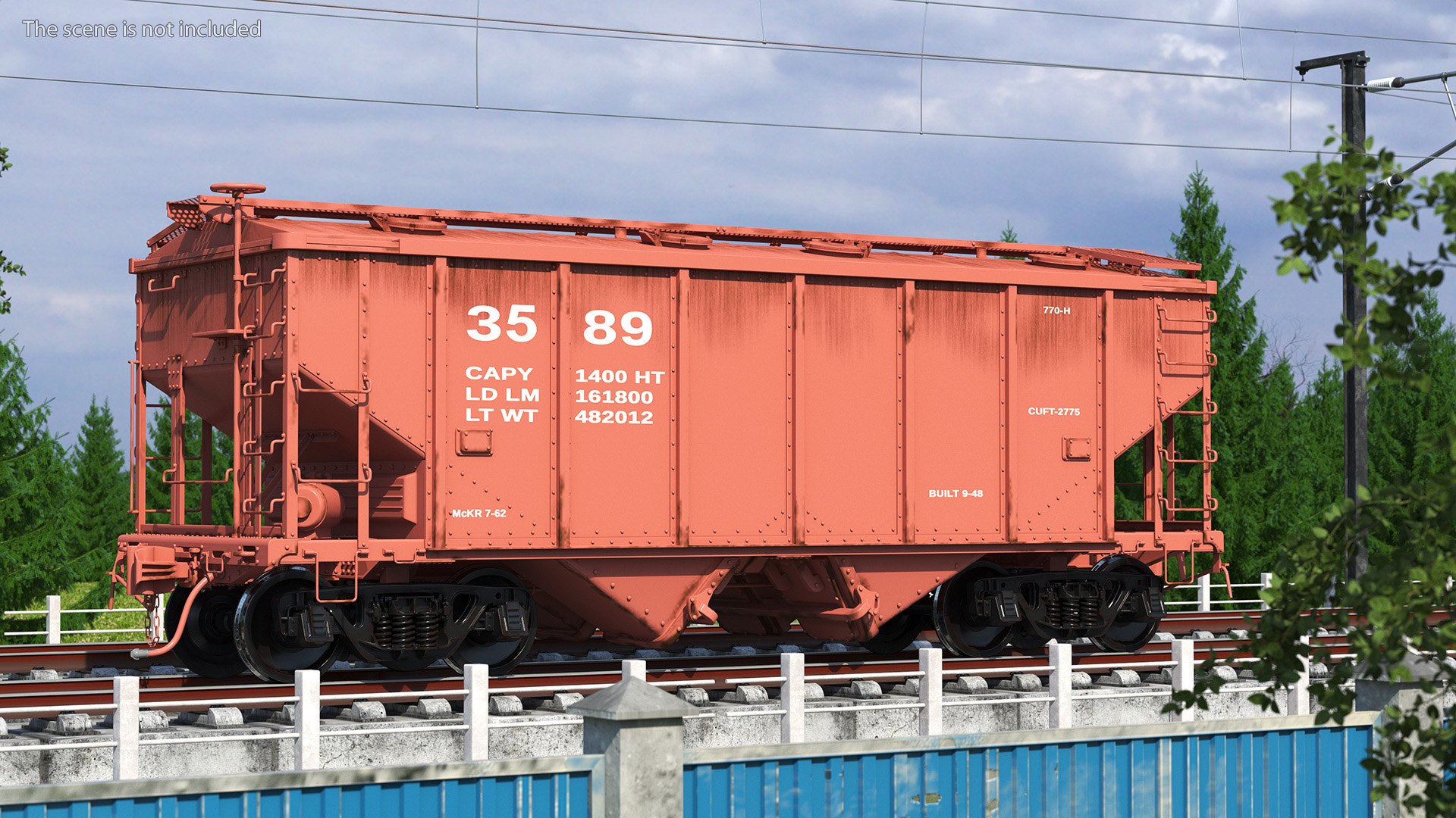 3D 2 Bay Covered Hopper Model - TurboSquid 2148569