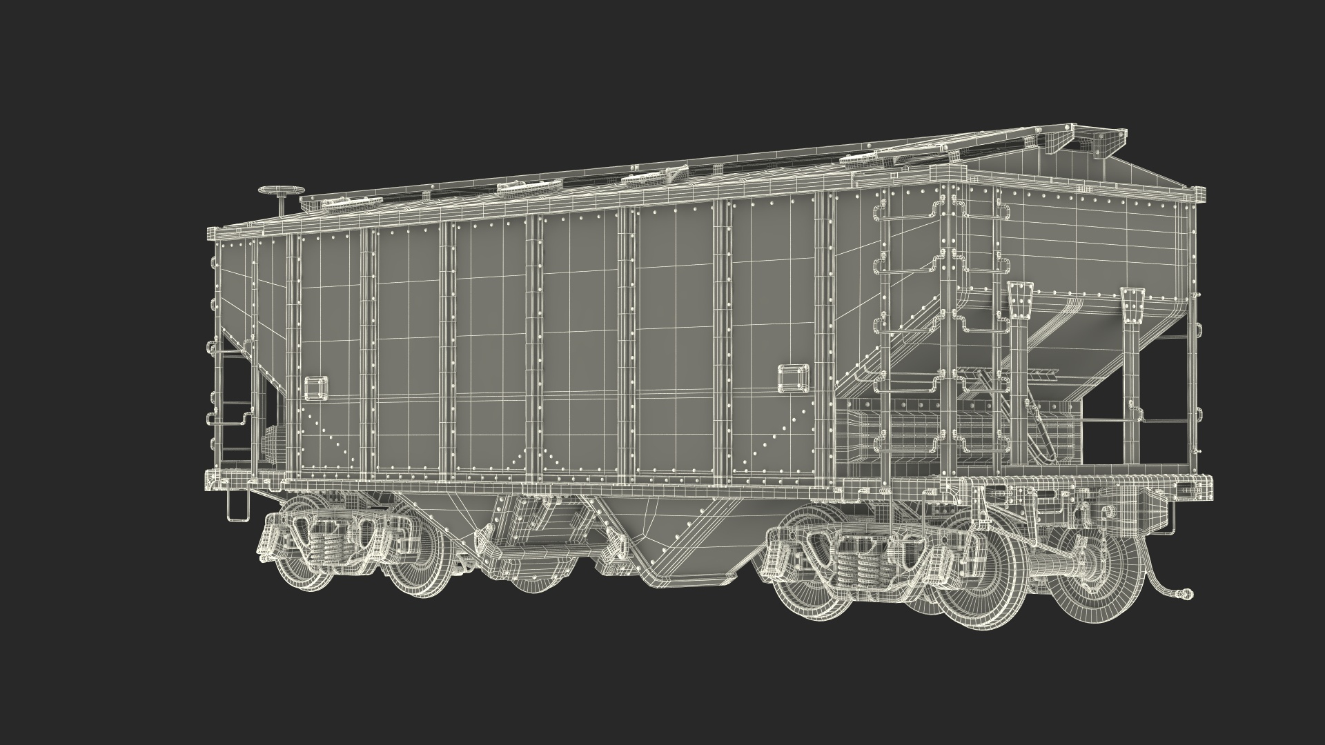 3D 2 Bay Covered Hopper Model - TurboSquid 2148569