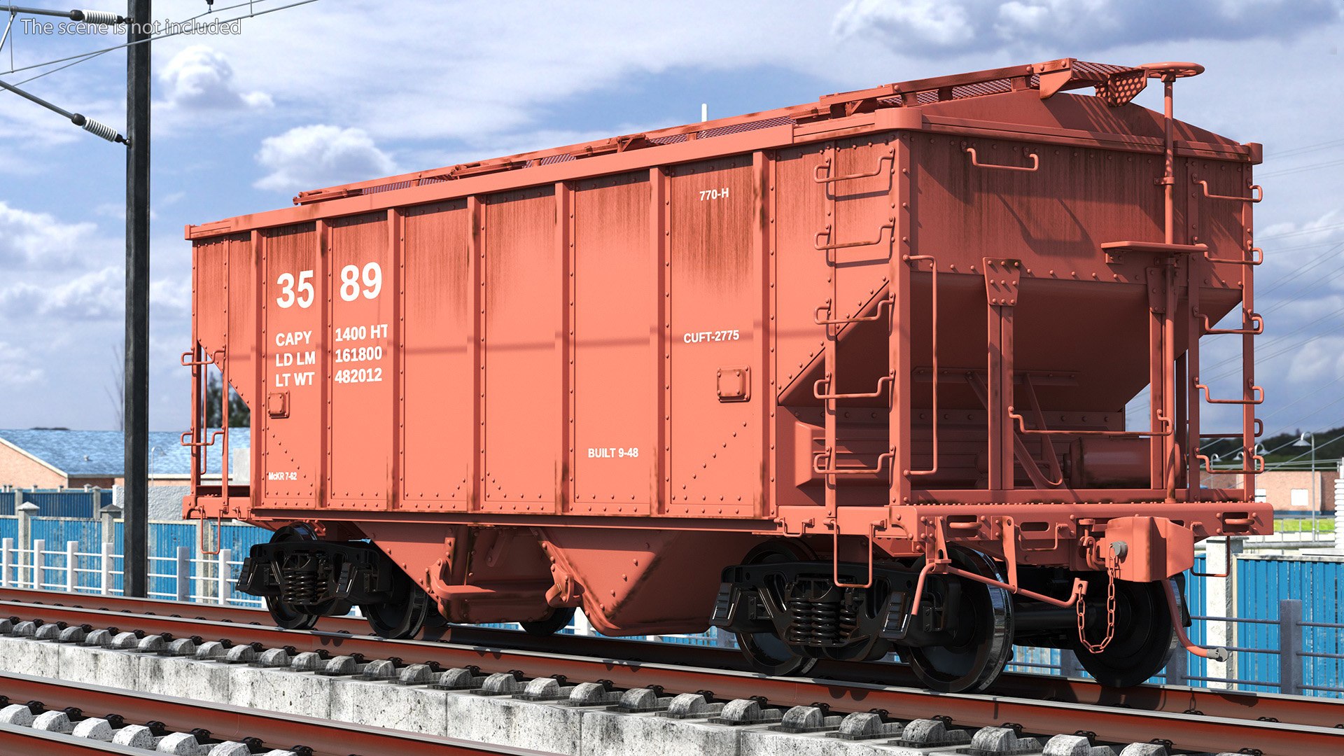 3D 2 Bay Covered Hopper Model - TurboSquid 2148569