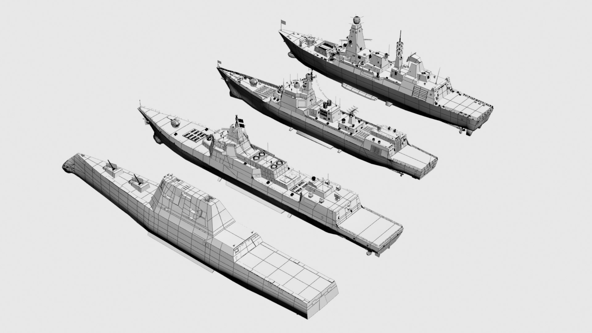 055 052D Type45 Zumwalt Destroyer Collection 3D Model - TurboSquid 2025780