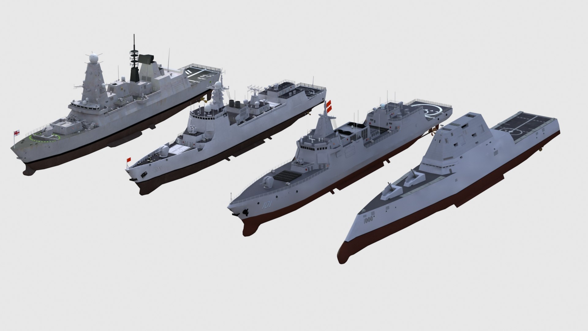 055 052D Type45 Zumwalt Destroyer Collection 3D Model - TurboSquid 2025780