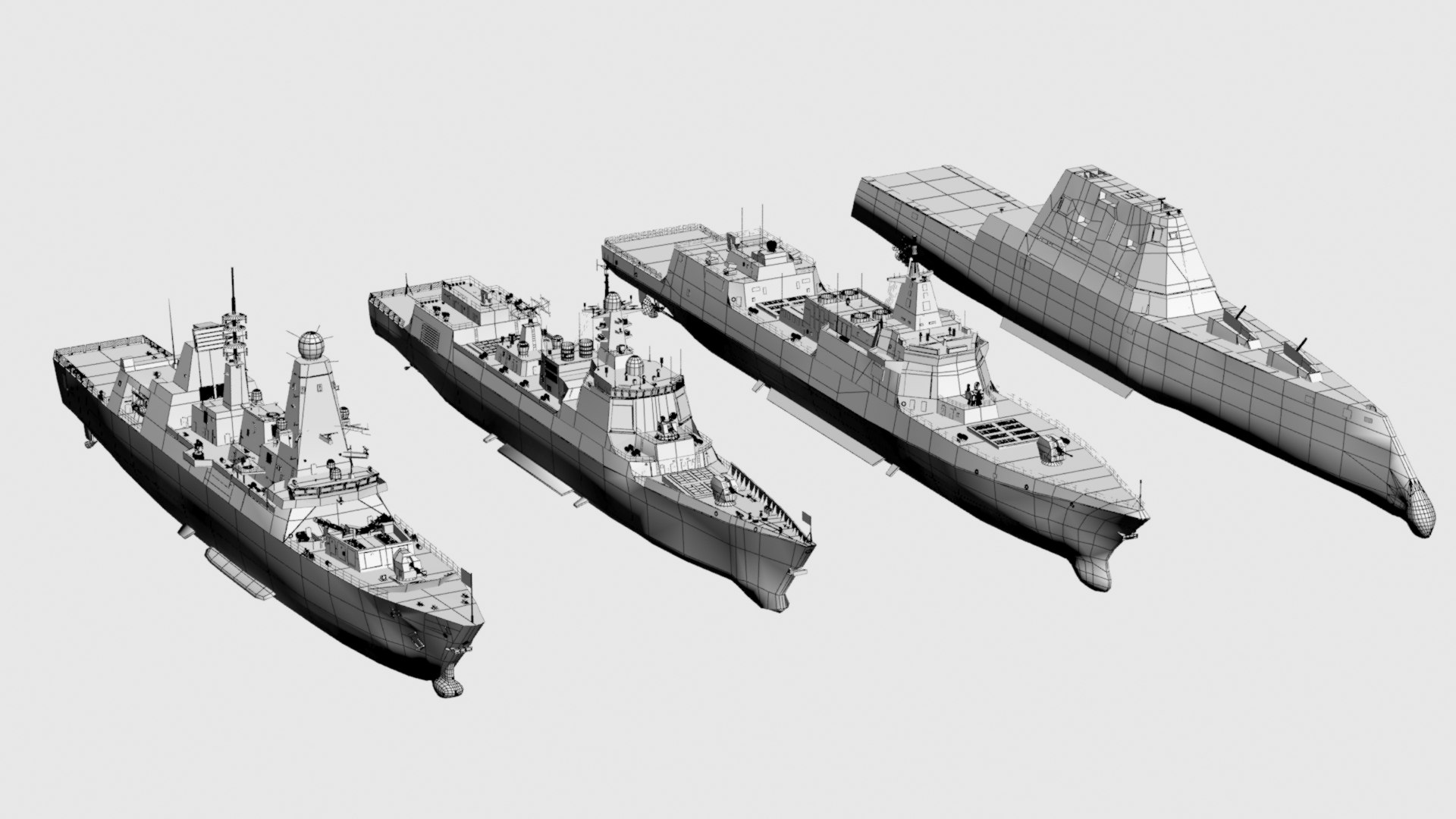 055 052D Type45 Zumwalt Destroyer Collection 3D Model - TurboSquid 2025780