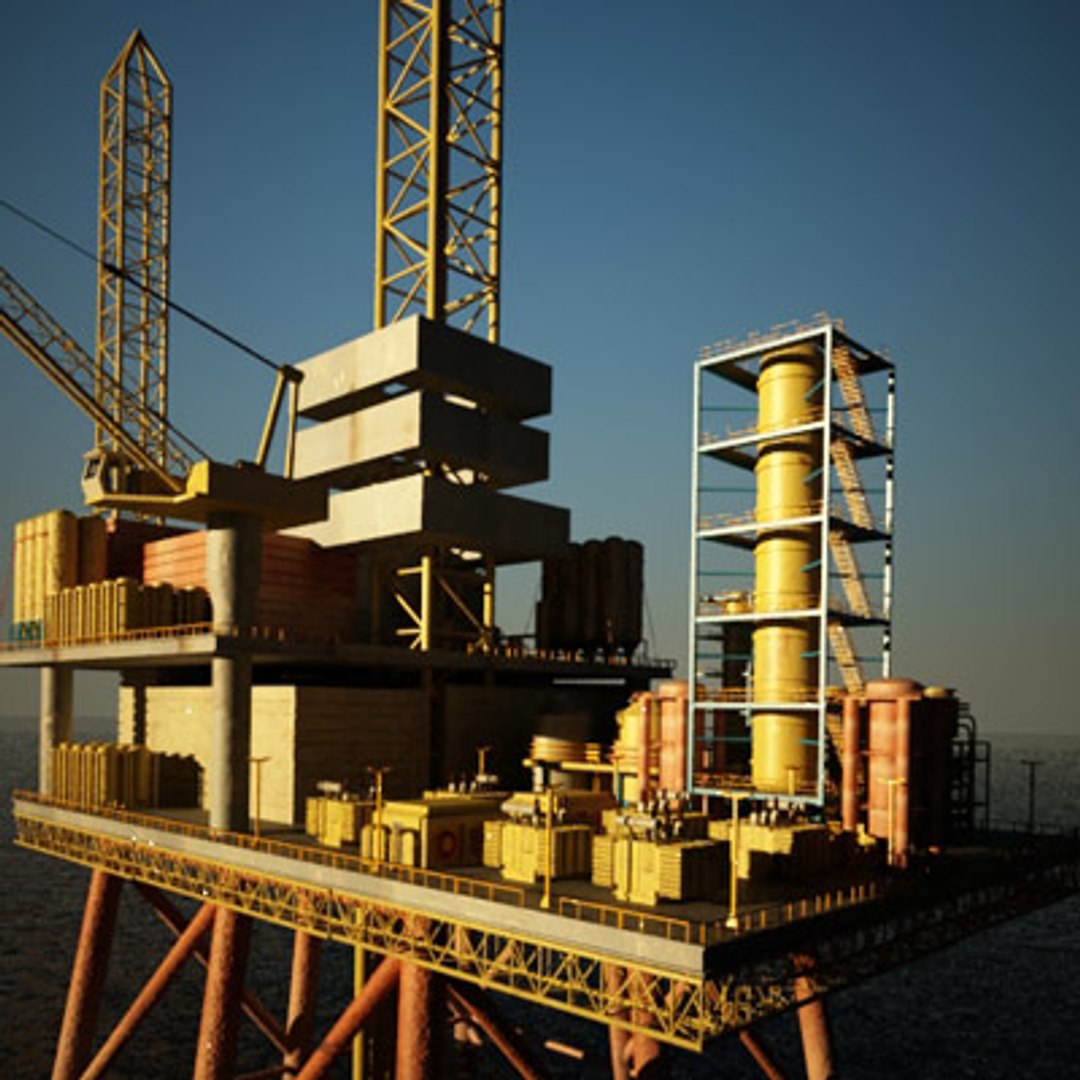 offshore fixed oil platform 3d model