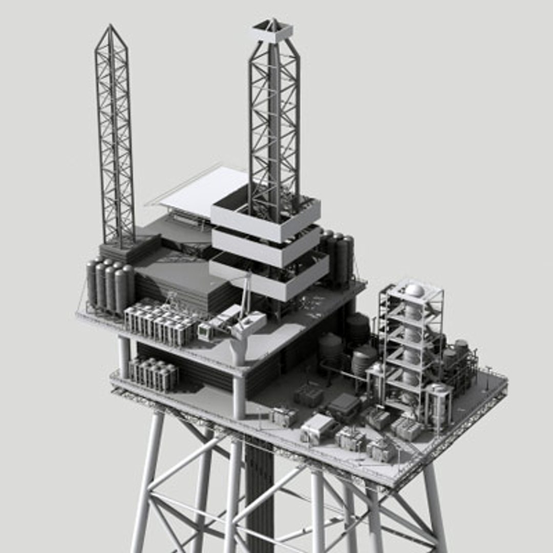 Offshore Fixed Oil Platform 3d Model